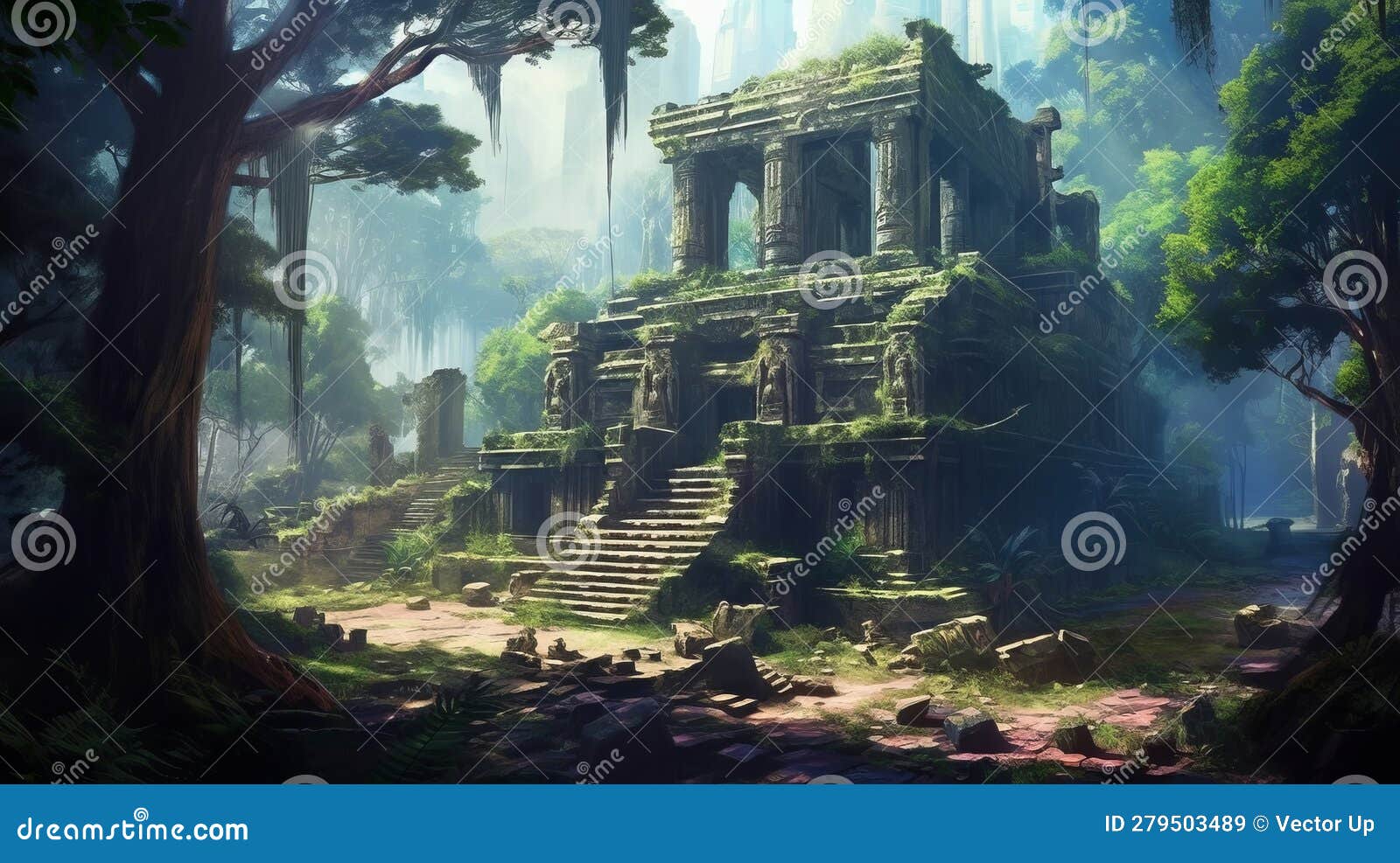 Ruins of an Ancient Civilization in the Forest. Generative AI Stock ...