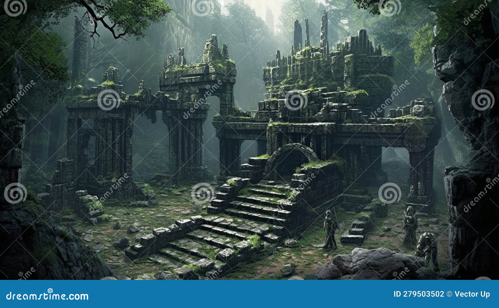 Ruins of an Ancient Civilization in the Forest. Generative AI Stock ...