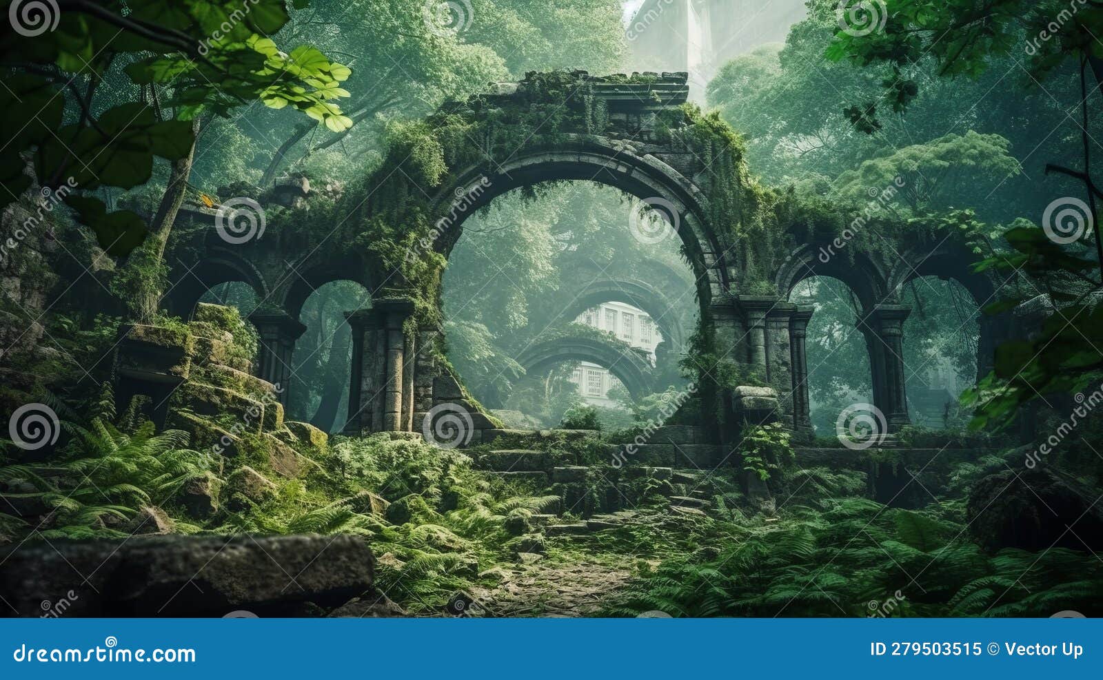 Ruins of an Ancient Civilization in the Forest. Generative AI Stock ...