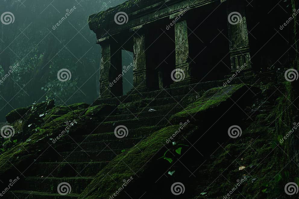 The Ruins of an Ancient Civilization in a Forest are Illustrated. Stock ...