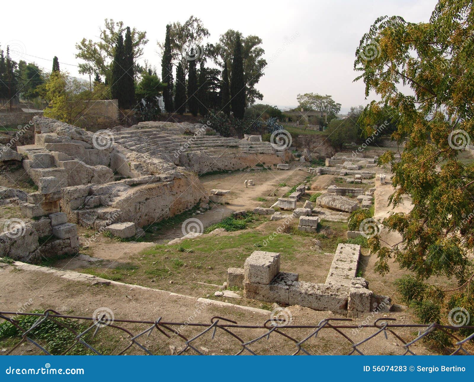 Ruins in Ancient Corinth, Greece Stock Image - Image of daylight ...