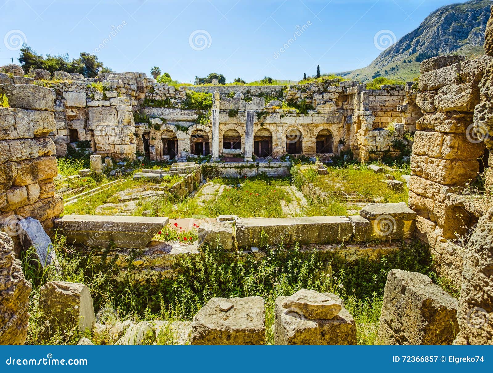 Ruins in Ancient Corinth, Peloponnese Stock Image - Image of polis ...