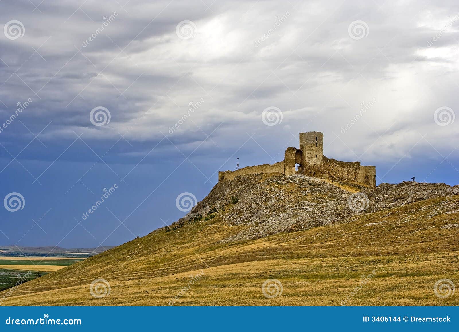 Ruins of ancient Enisala stock photo. Image of feudal - 3406144