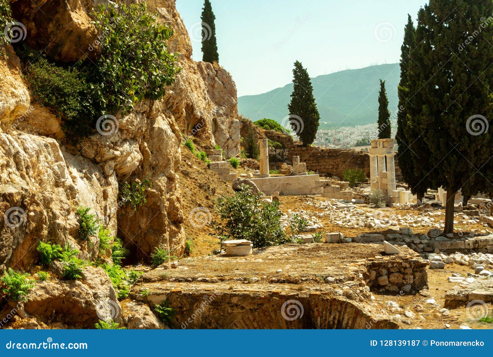 Ruins of Ancient Greece, Acropolis on the Hill Stock Image - Image of ...