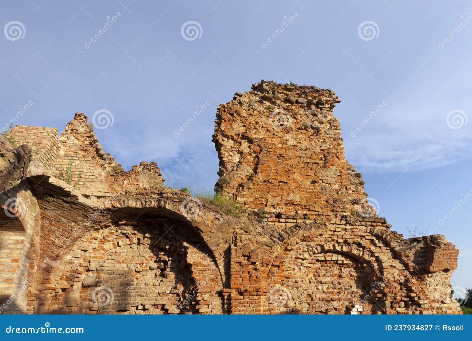 Ruins of an Ancient Red Clay Brick Castle Stock Image - Image of ...
