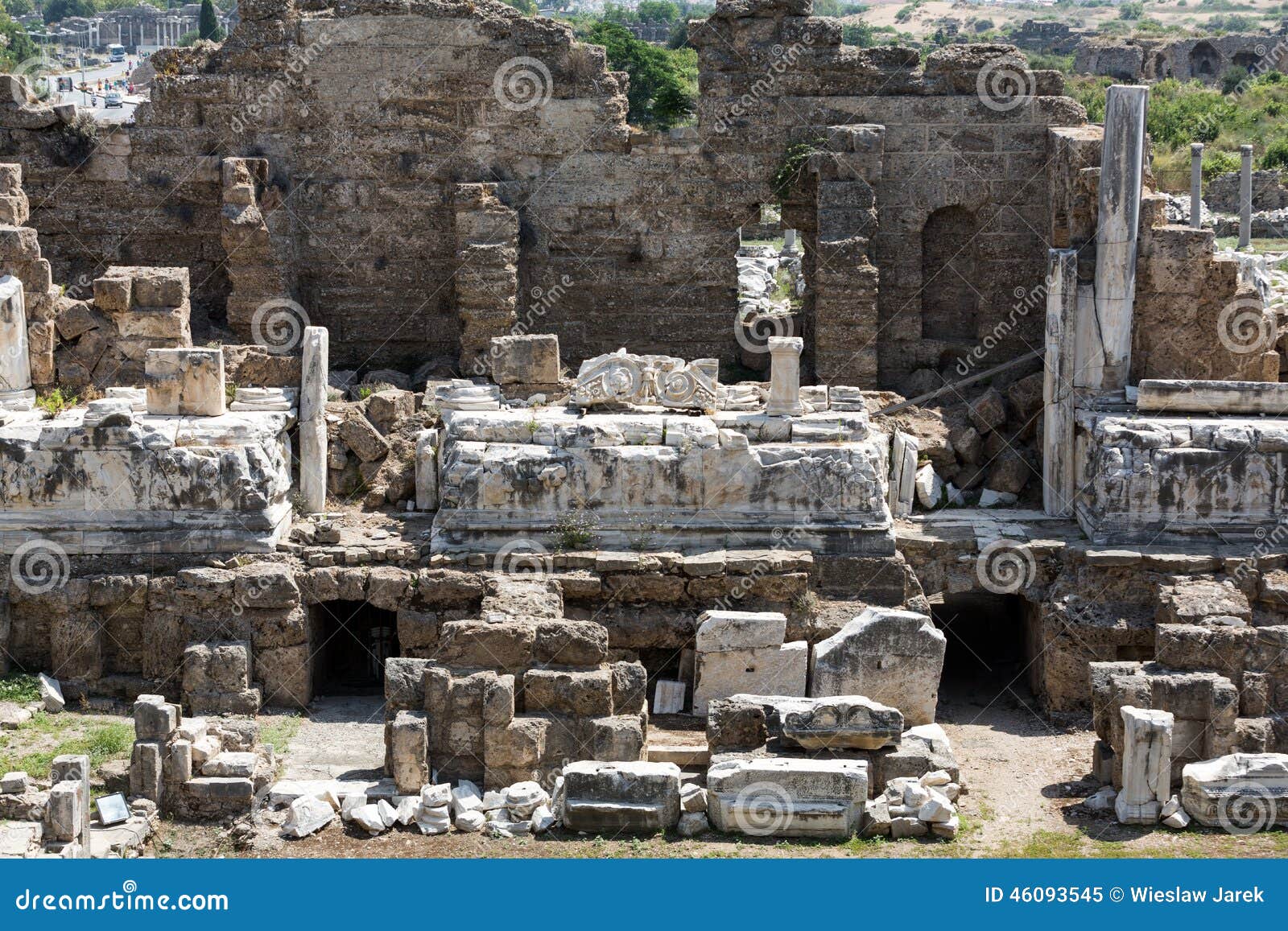 The Ruins of Ancient Roman Amphitheatre in Side Stock Image - Image of ...