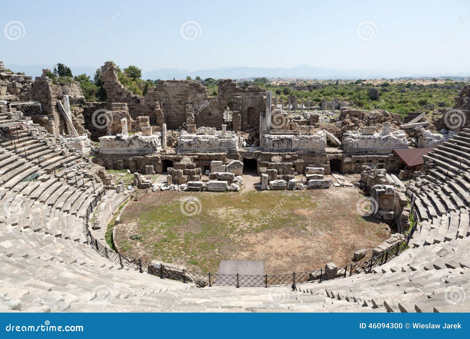 The Ruins of Ancient Roman Amphitheatre in Side Stock Photo - Image of ...