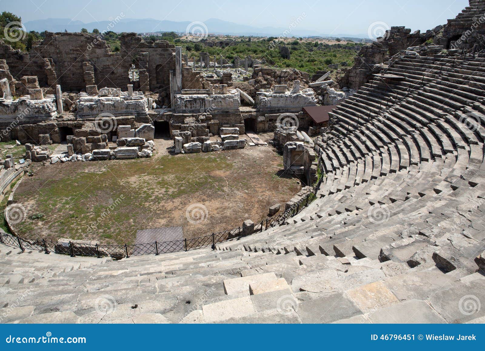 The Ruins of Ancient Roman Amphitheatre in Side. Stock Image - Image of ...