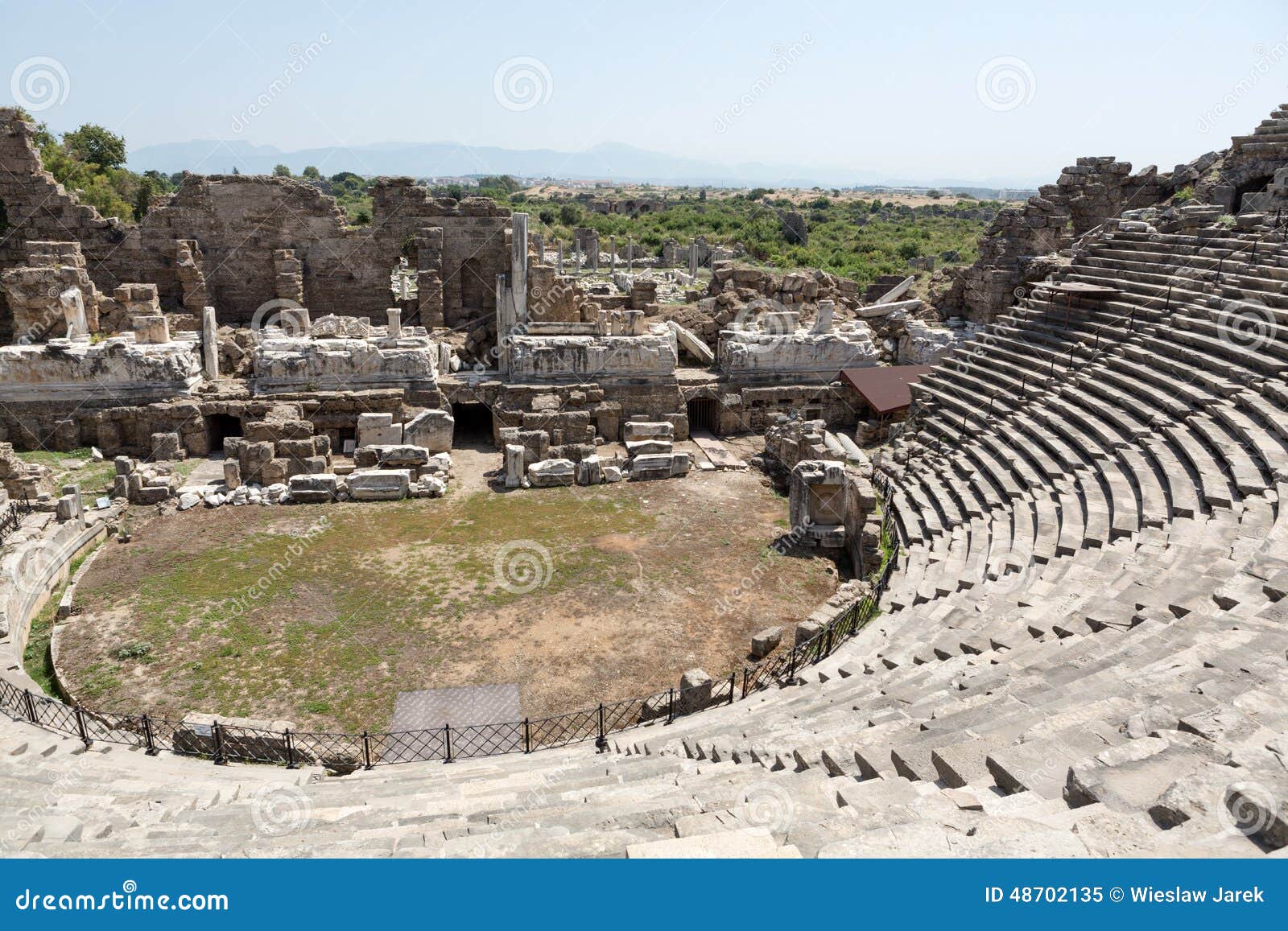 The Ruins of Ancient Roman Amphitheatre in Side. Stock Image - Image of ...
