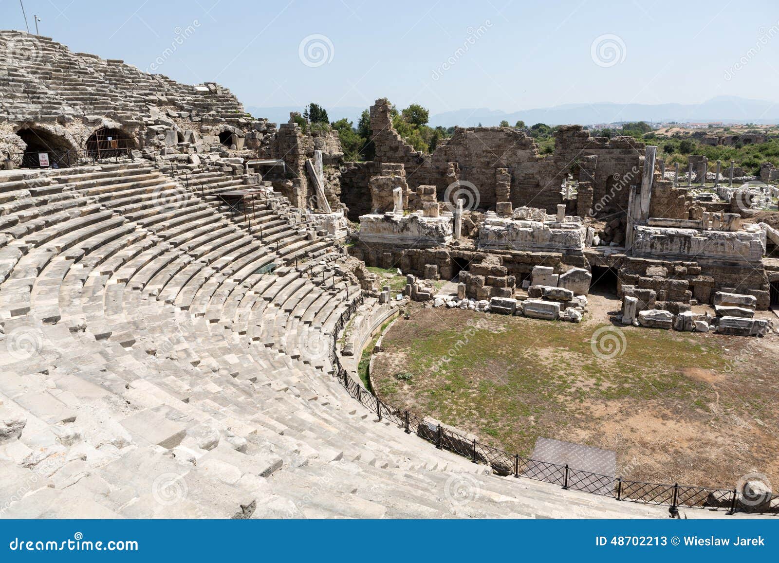The Ruins of Ancient Roman Amphitheatre in Side. Stock Image - Image of ...