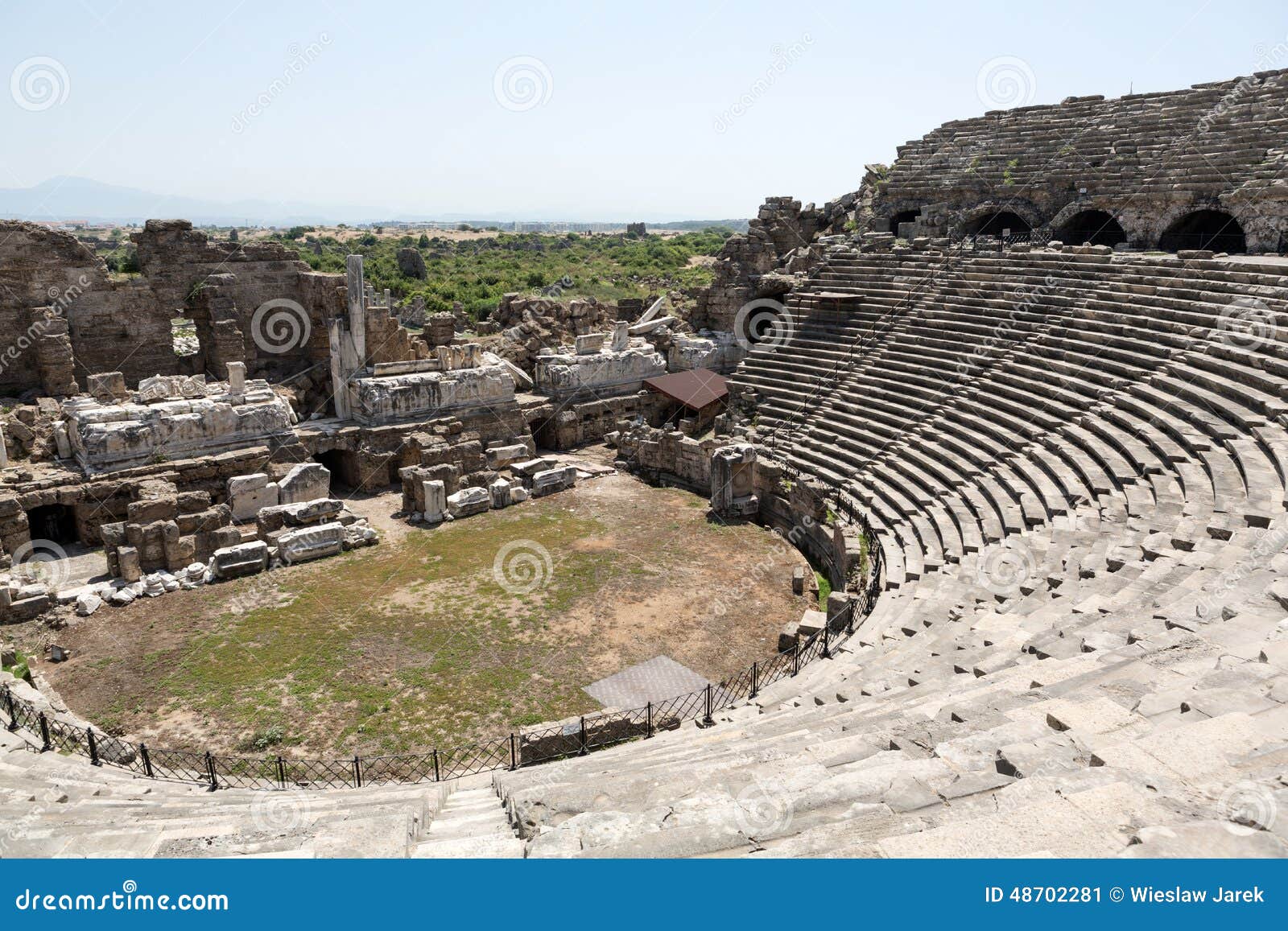 The Ruins of Ancient Roman Amphitheatre in Side. Stock Image - Image of ...
