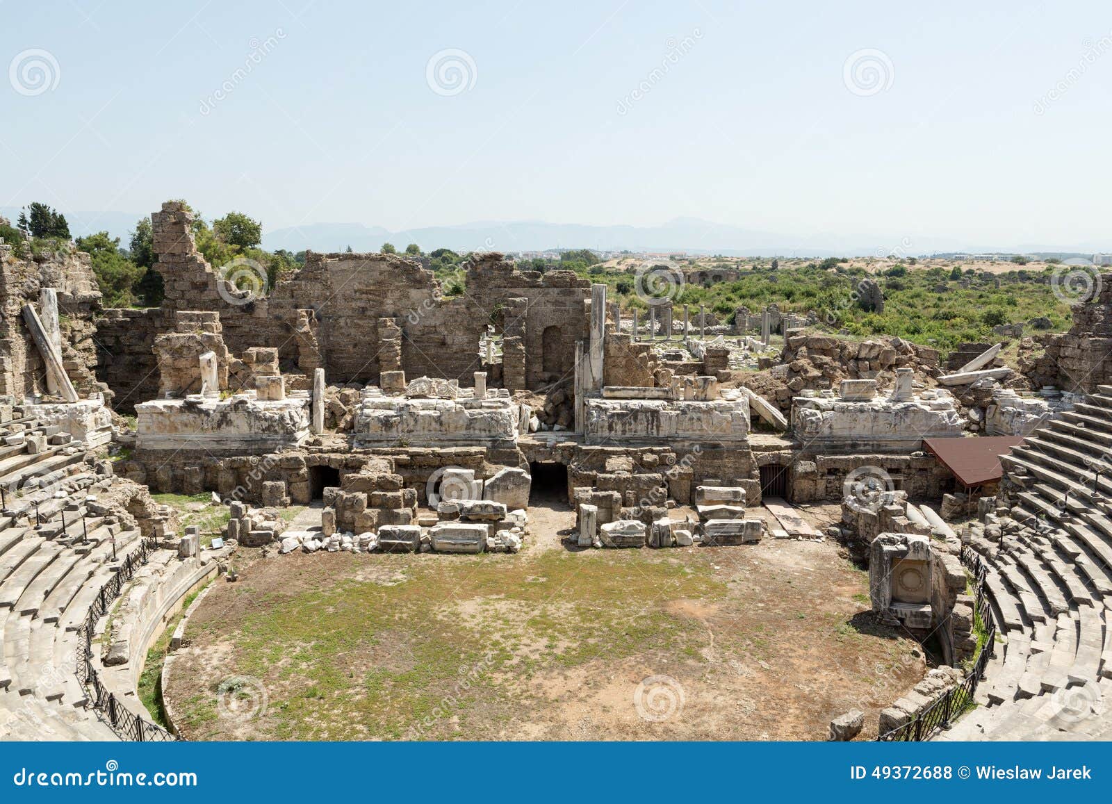 The Ruins of Ancient Roman Amphitheatre in Side. Stock Photo - Image of ...