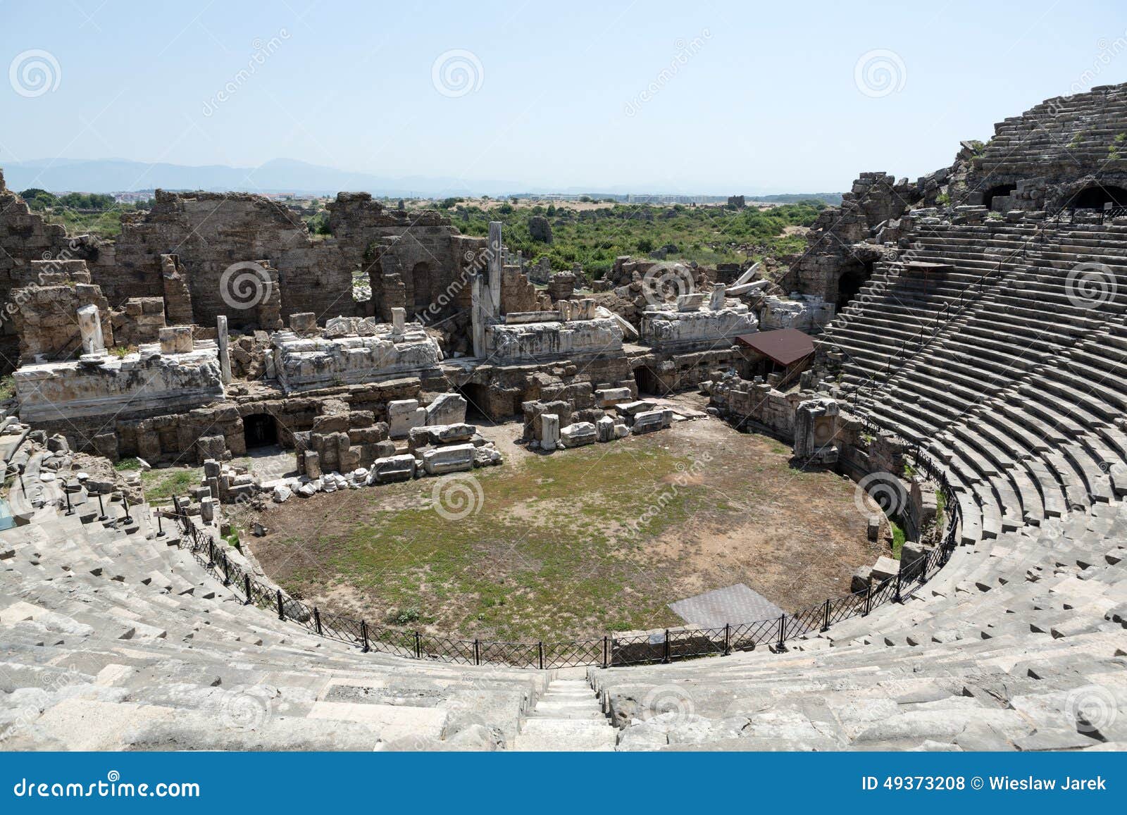 The Ruins of Ancient Roman Amphitheatre in Side. Stock Photo - Image of ...