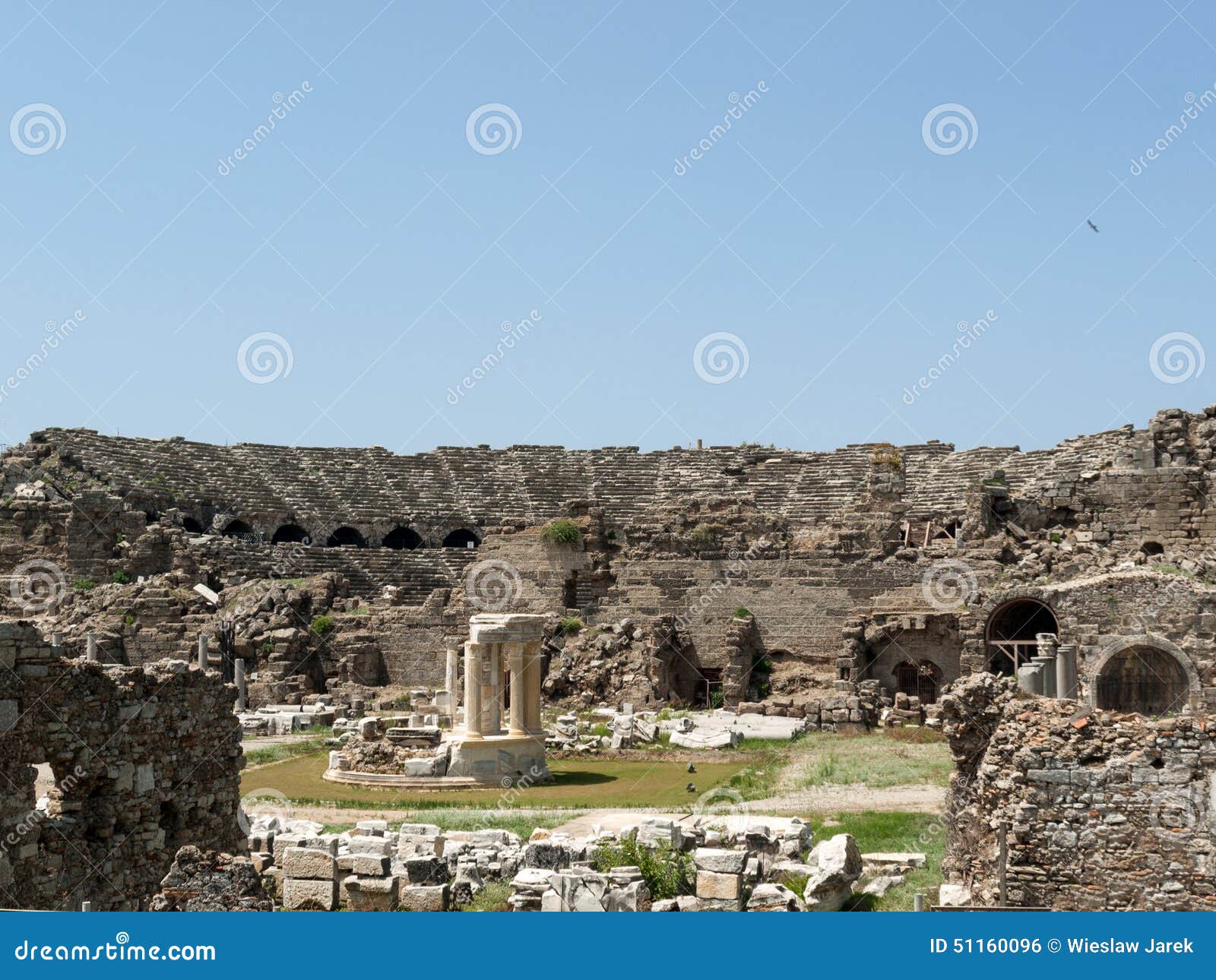 The Ruins of Ancient Roman Amphitheatre in Side. Stock Photo - Image of ...