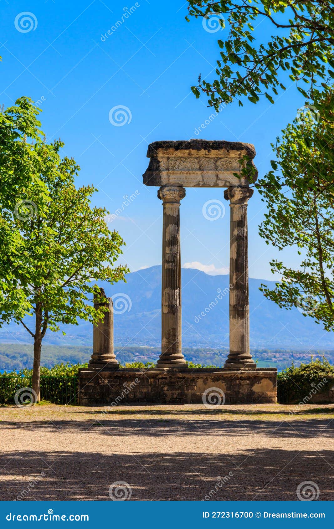 Ruins of Ancient Roman Columns in Nyon, Switzerland Stock Photo - Image ...