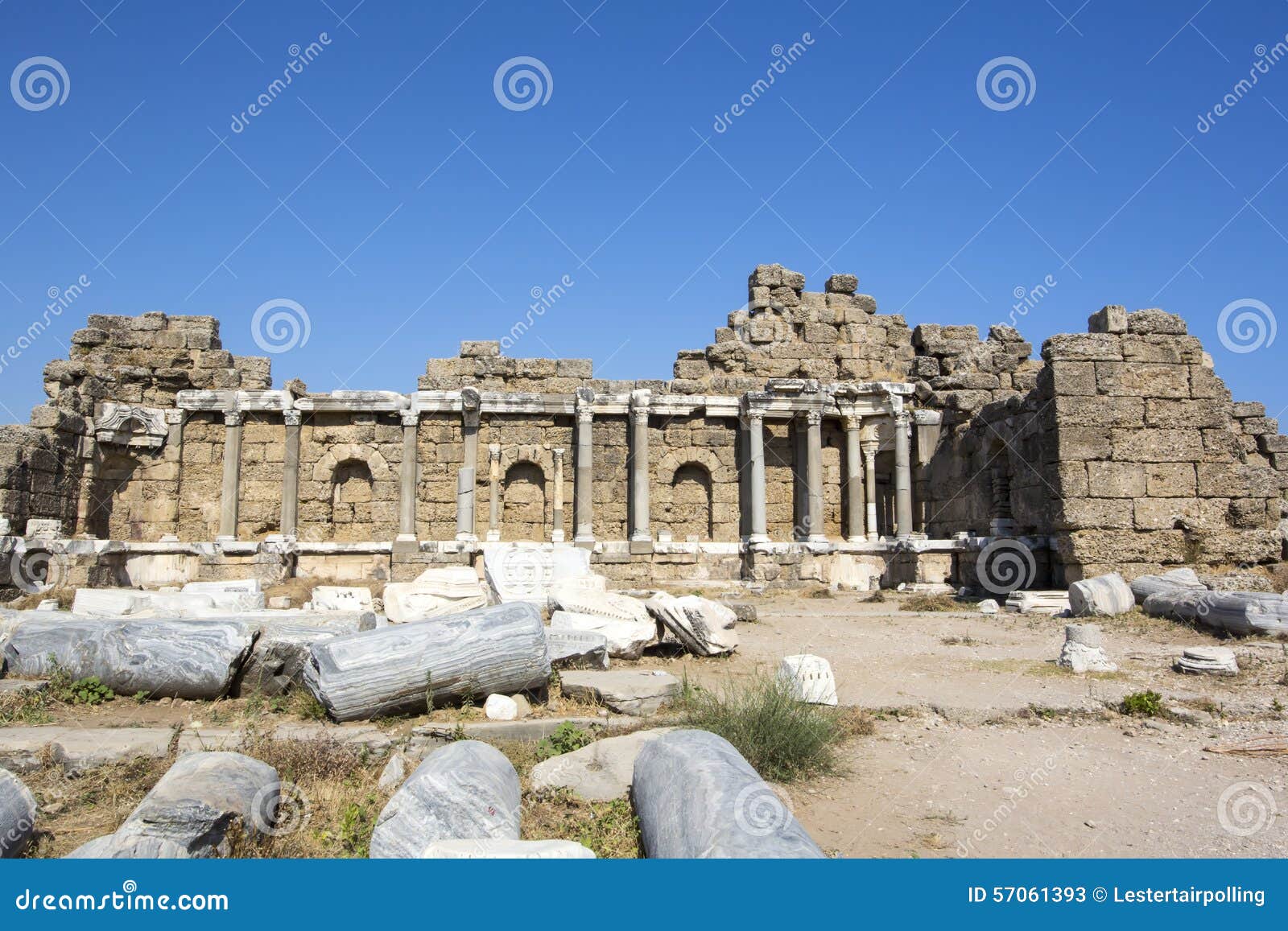 The ruins of ancient Side stock image. Image of audience - 57061393