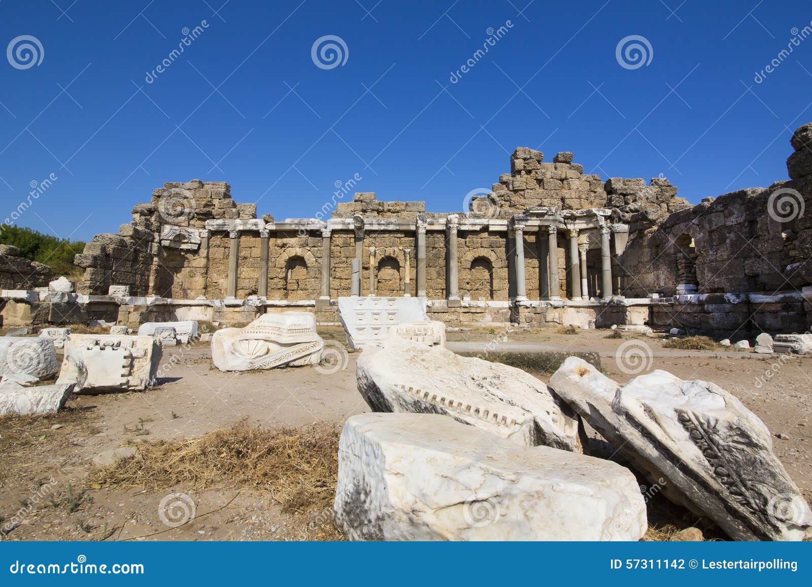 The ruins of ancient Side stock photo. Image of background - 57311142