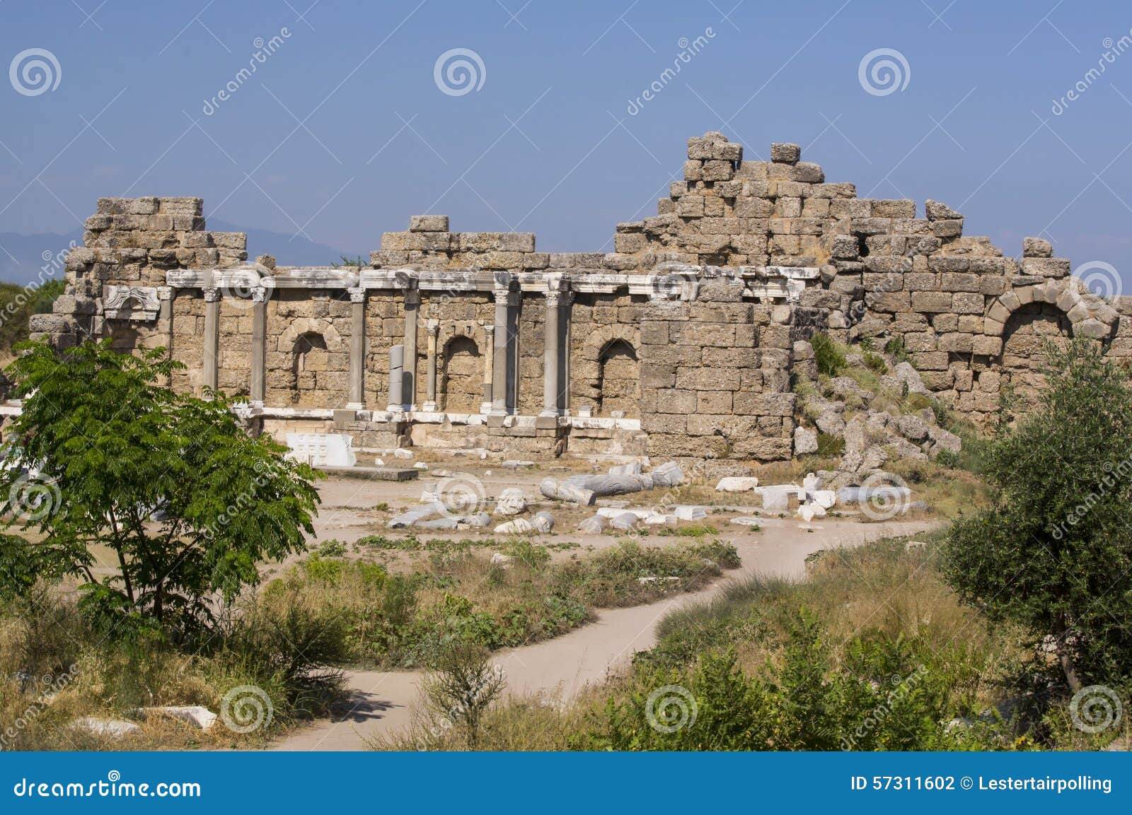The ruins of ancient Side stock photo. Image of side - 57311602