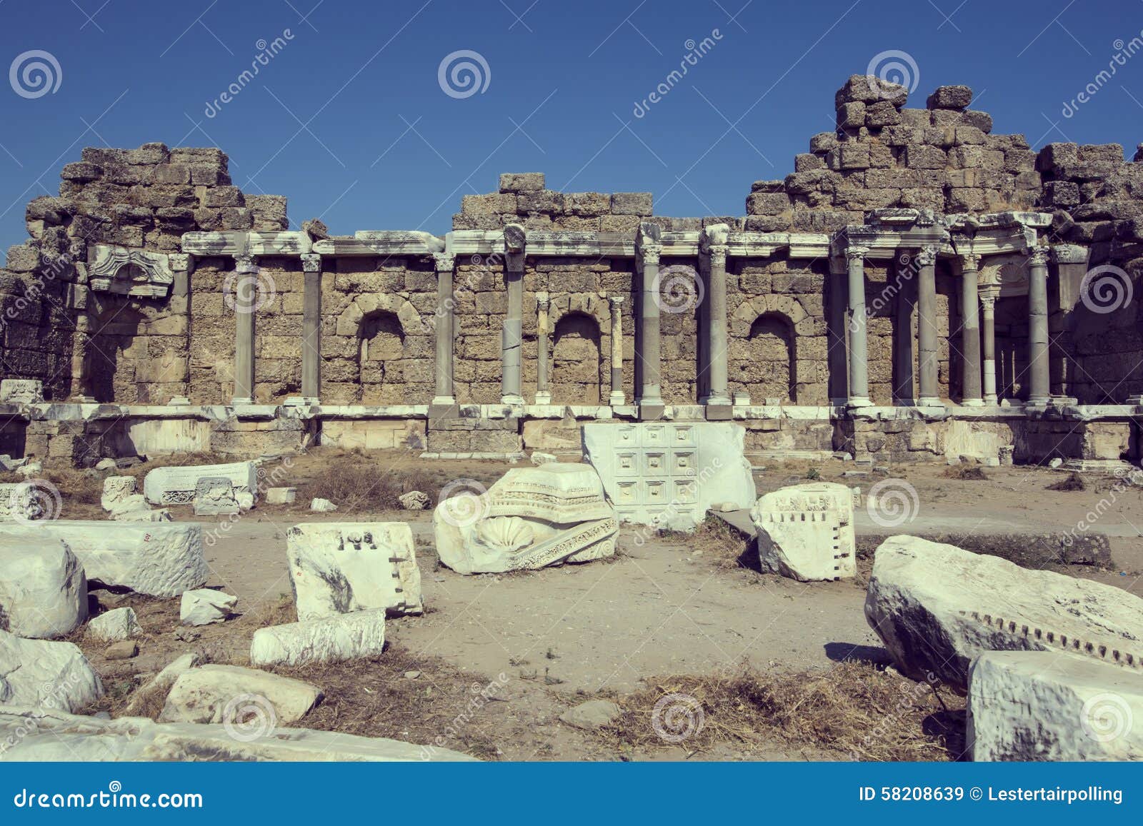 The ruins of ancient Side stock image. Image of landmark - 58208639