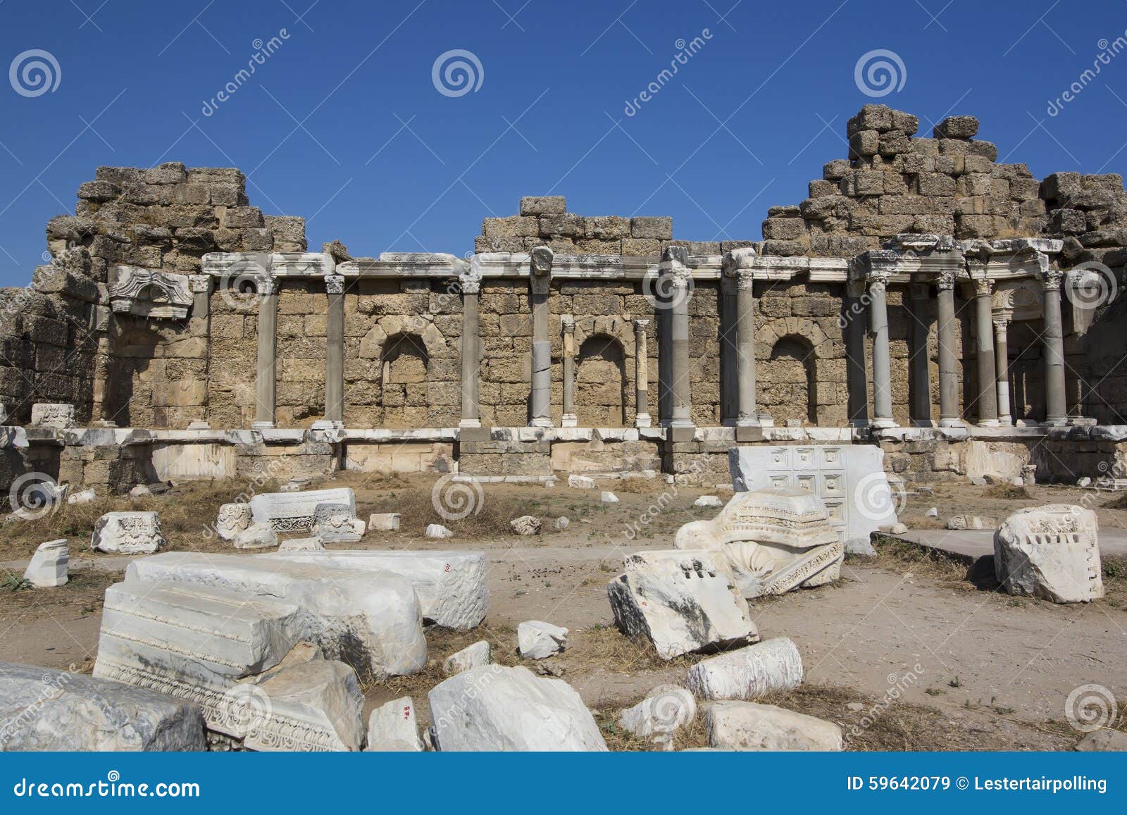 The ruins of ancient Side stock image. Image of peninsula - 59642079