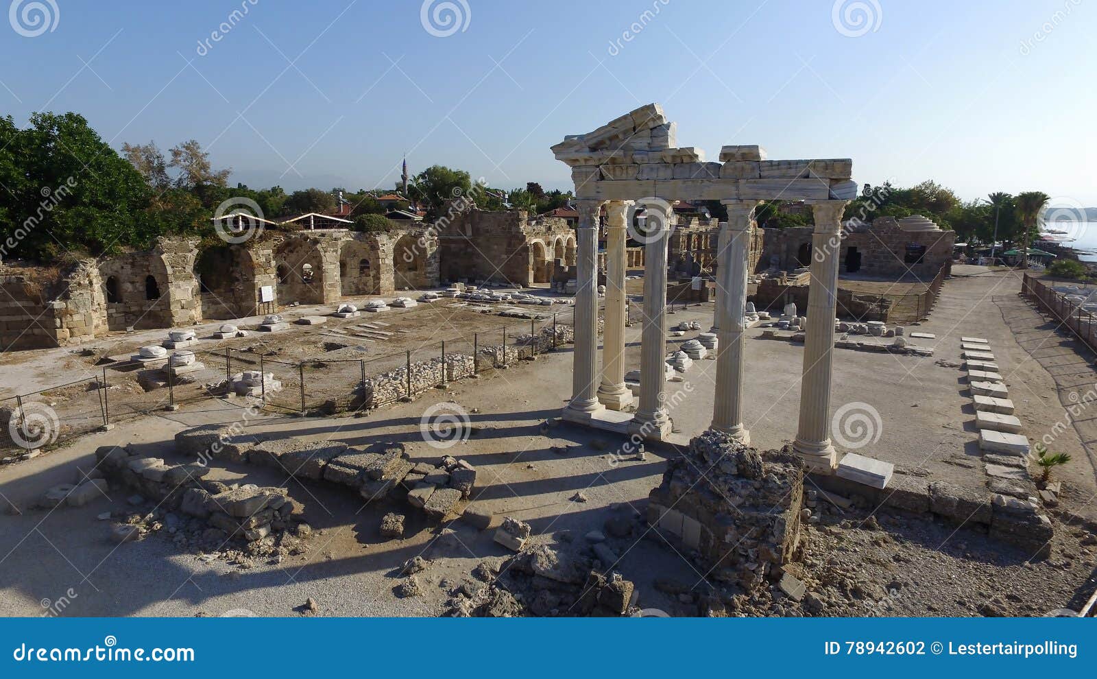 The ruins of ancient Side stock photo. Image of audience - 78942602