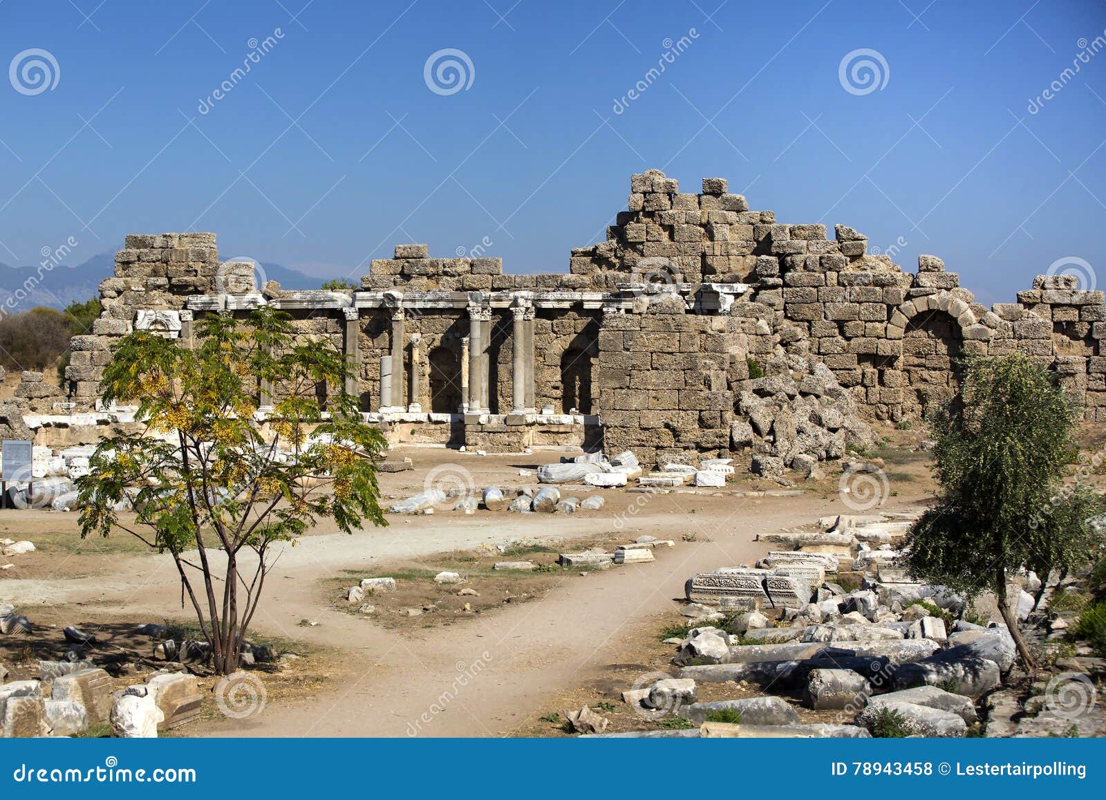 The ruins of ancient Side stock photo. Image of archeology - 78943458