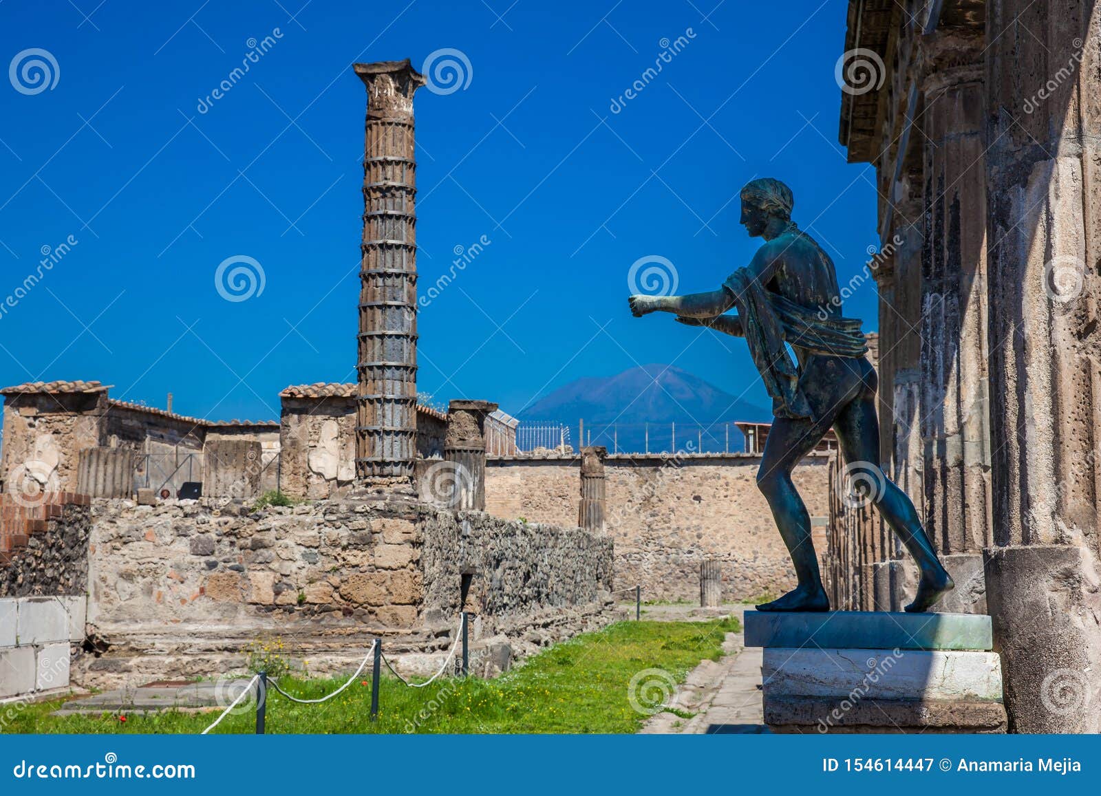 Ruins of the Ancient Temple of Apollo with Bronze Apollo Statue in ...