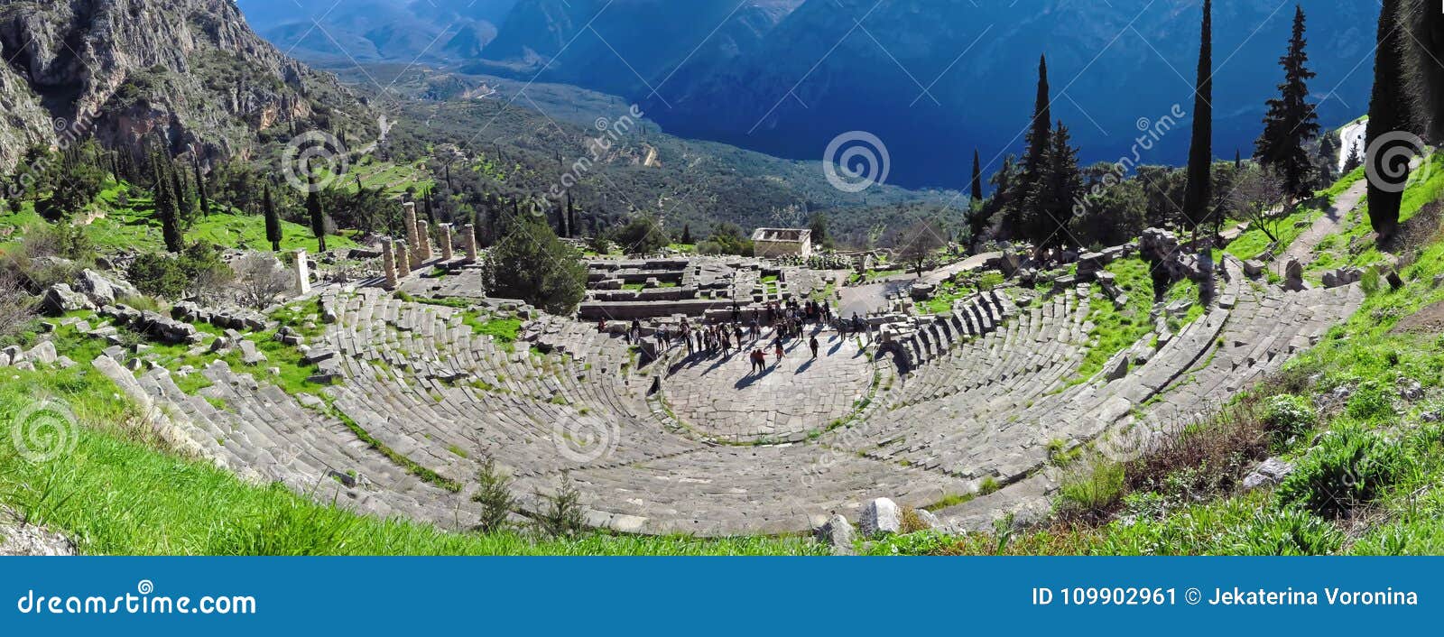 Ruins of the Ancient Temple of Apollo at Delphi, Overlooking the Valley ...
