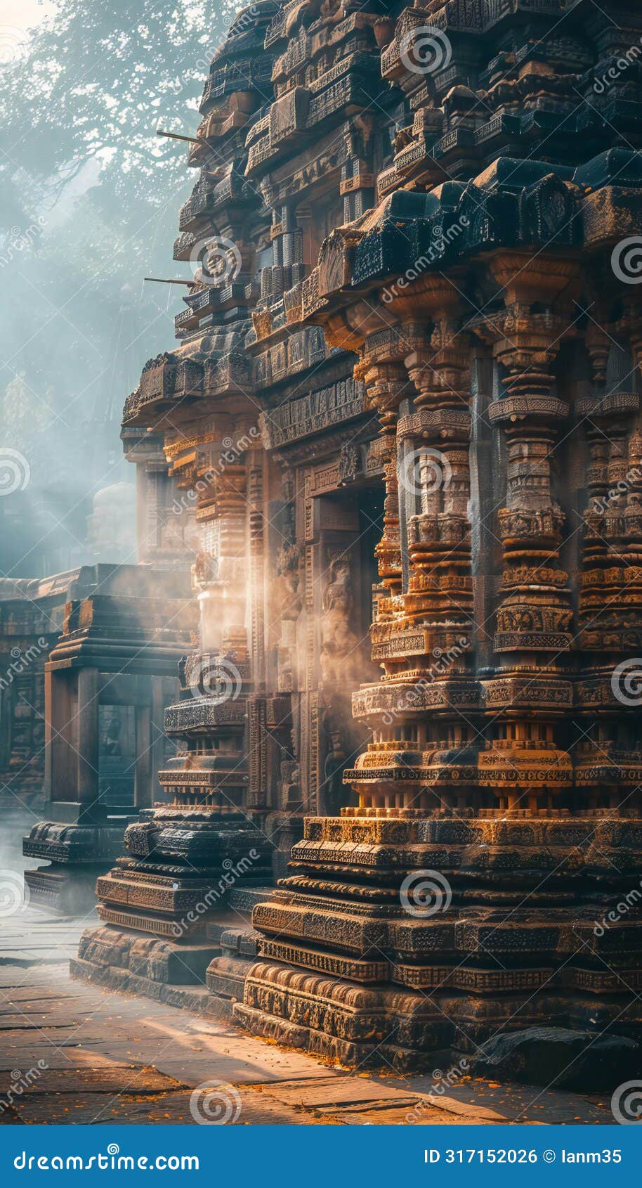 Ruins of a Ancient Temple in the Desert at Sunset Stock Illustration ...