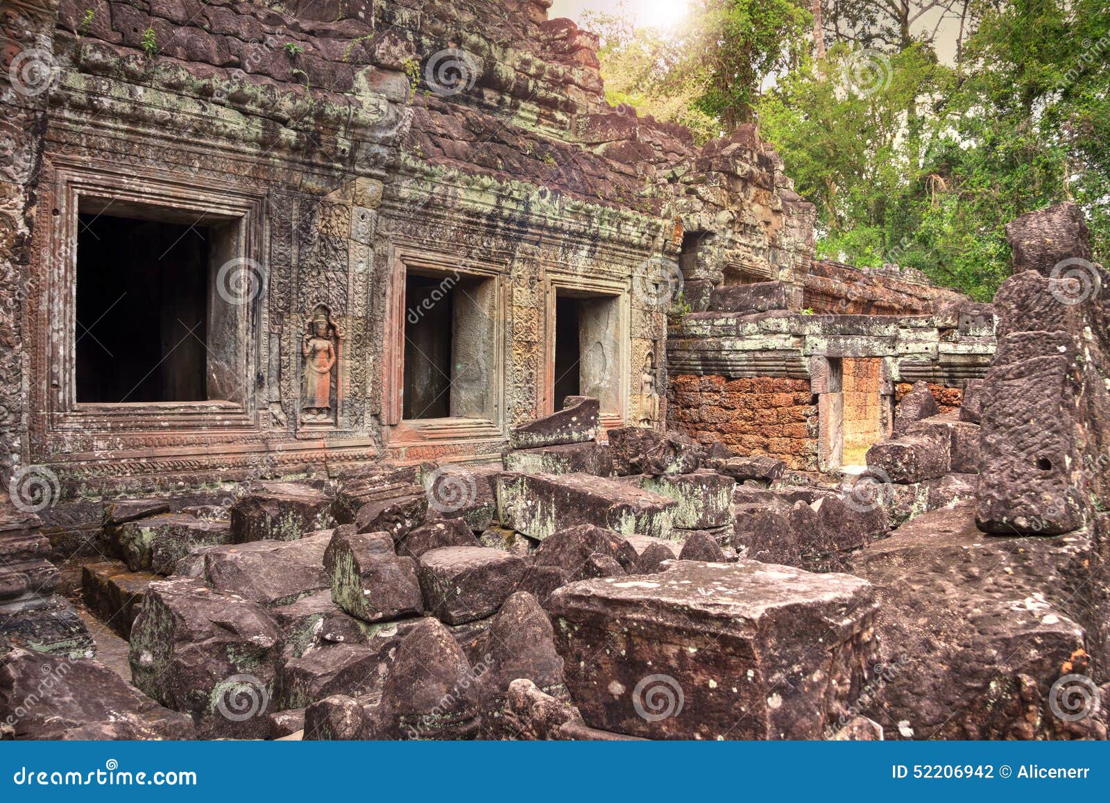 Ruins of Ancient Temple Lost in Jungle Stock Photo - Image of ...