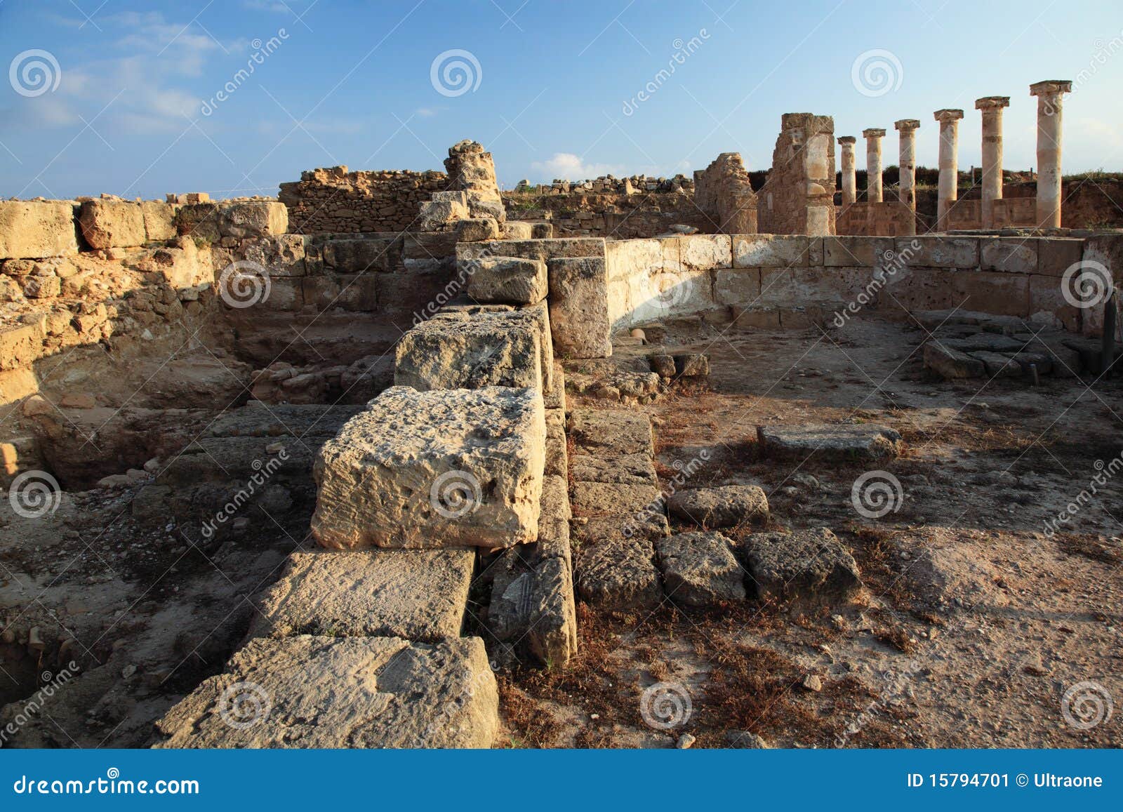 Ruins of Ancient Temple at Paphos, Cyprus. Stock Image - Image of ruin ...
