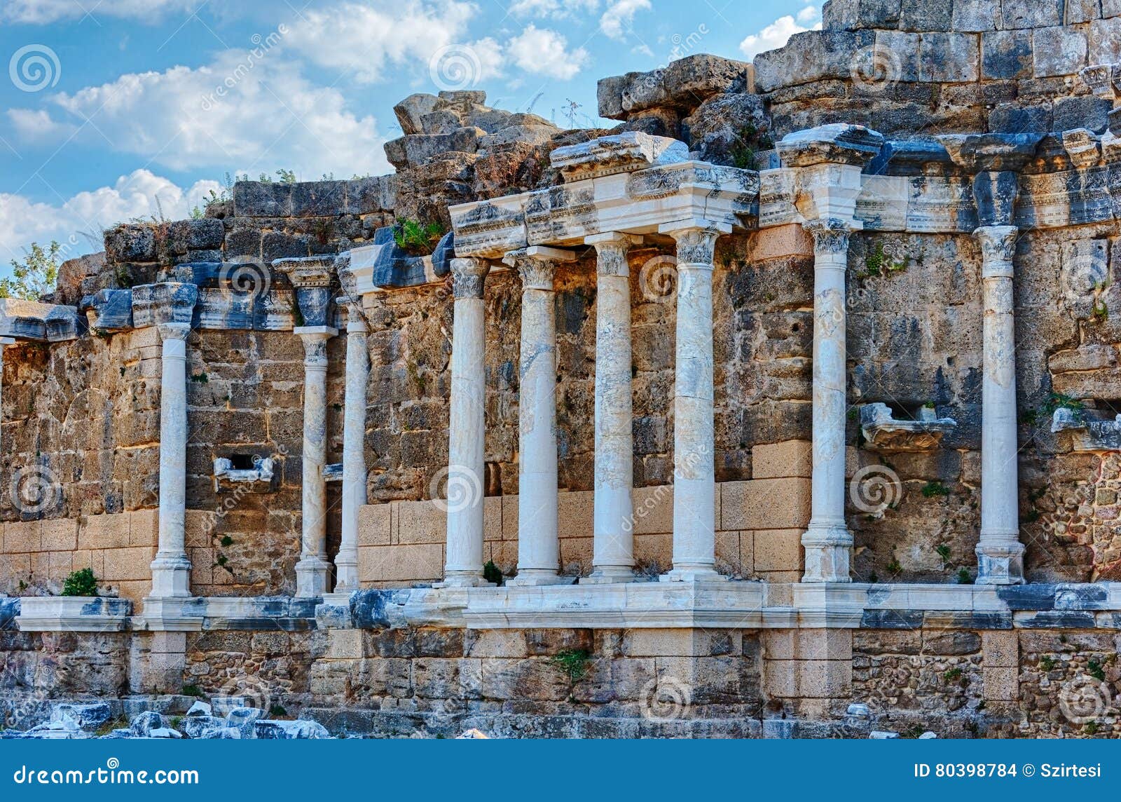 Ruins of the antic Side stock photo. Image of turkey - 80398784