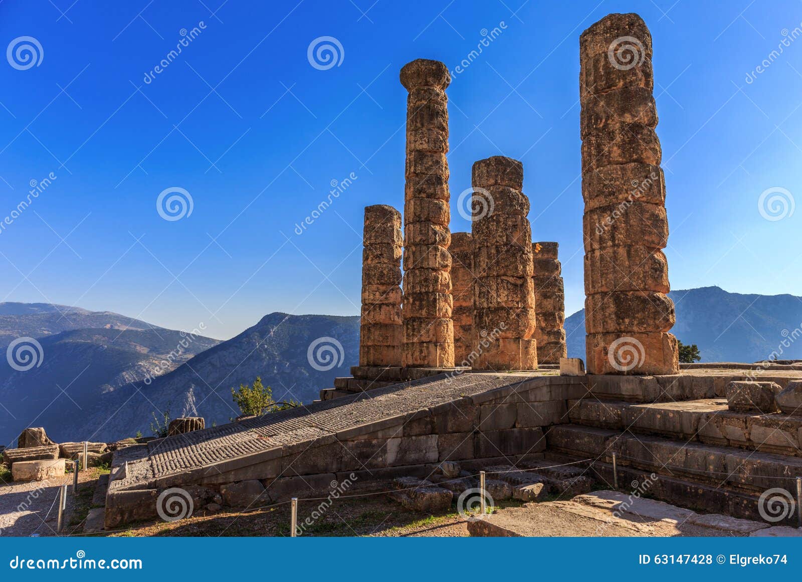 Ruins of Apollo Temple in Ancient Delphi Stock Photo - Image of marble ...