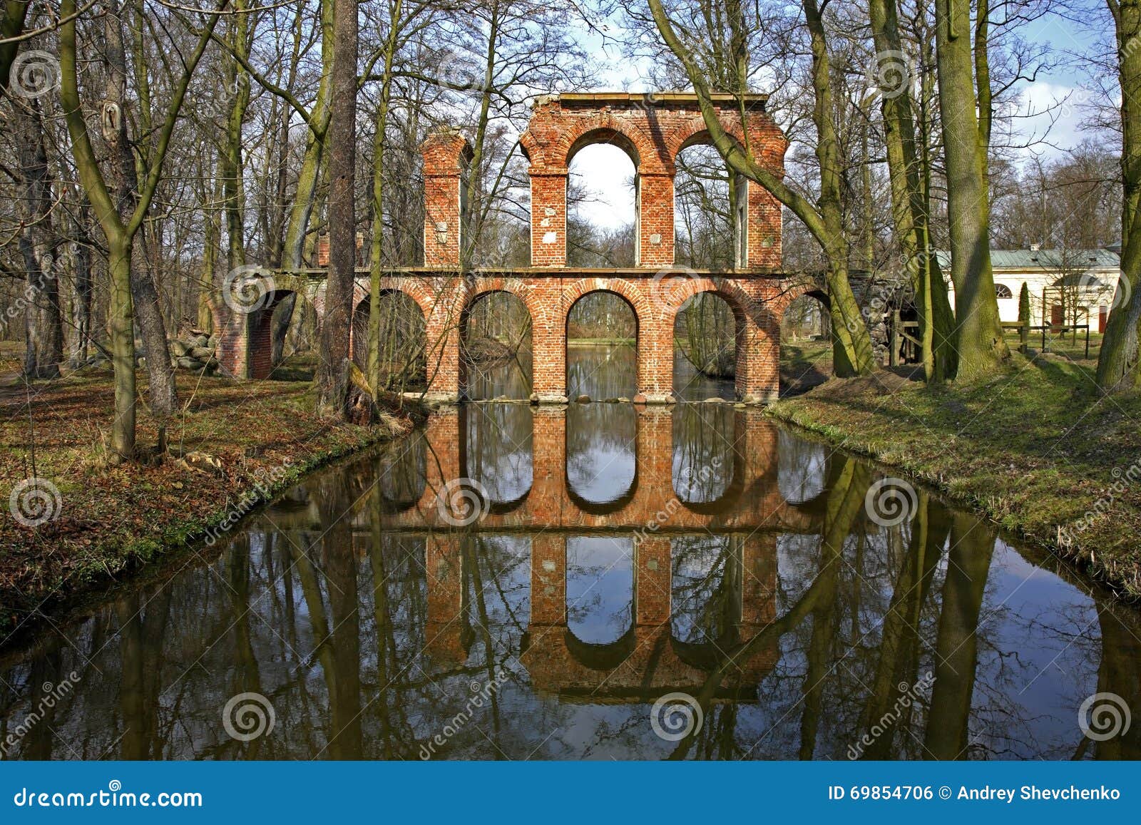 Ruins of Aqueduct in Arkadia Park. Lowicz County Stock Photo - Image of ...