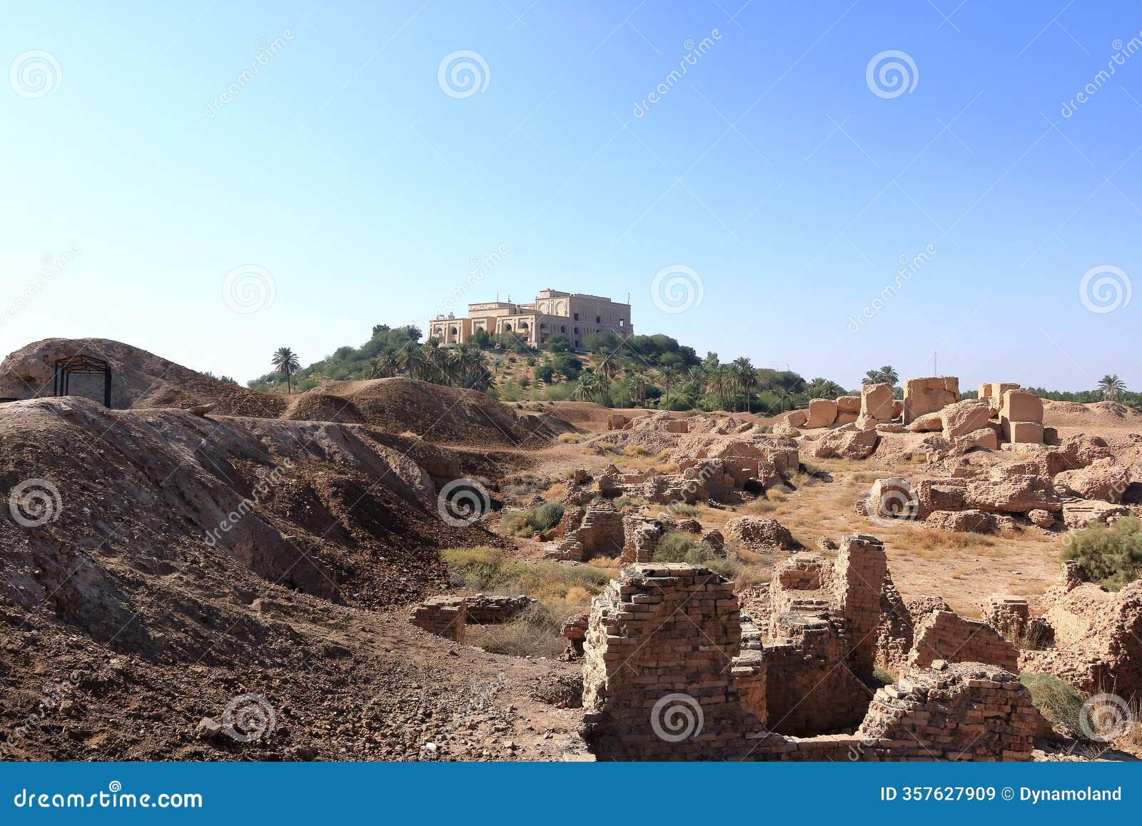 Ruins of Babylon and Palace of Saddam Hussein. Babylon, Iraq Stock Image - Image of ruins ...