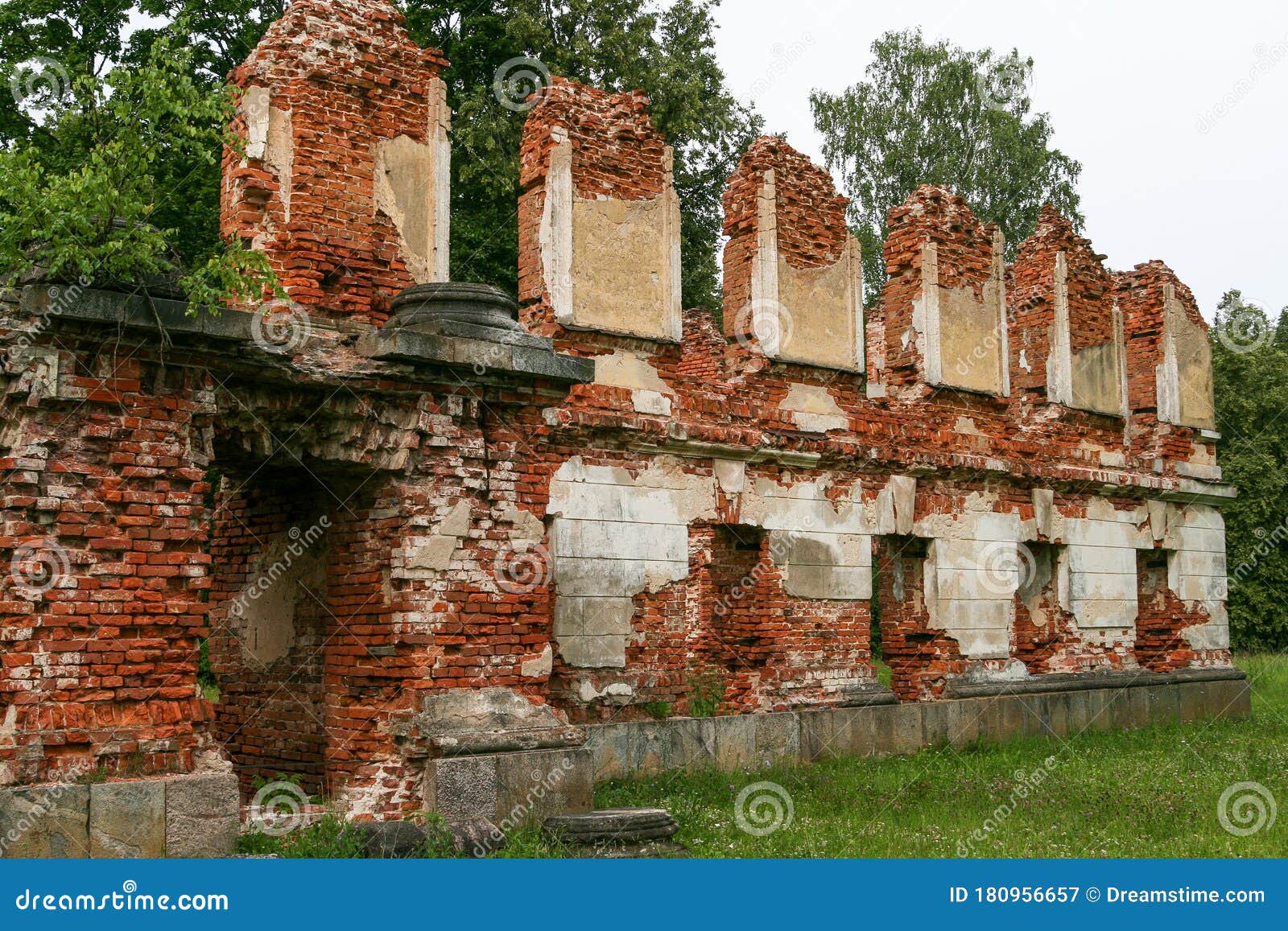 Ruins of a brick building stock image. Image of brick - 180956657