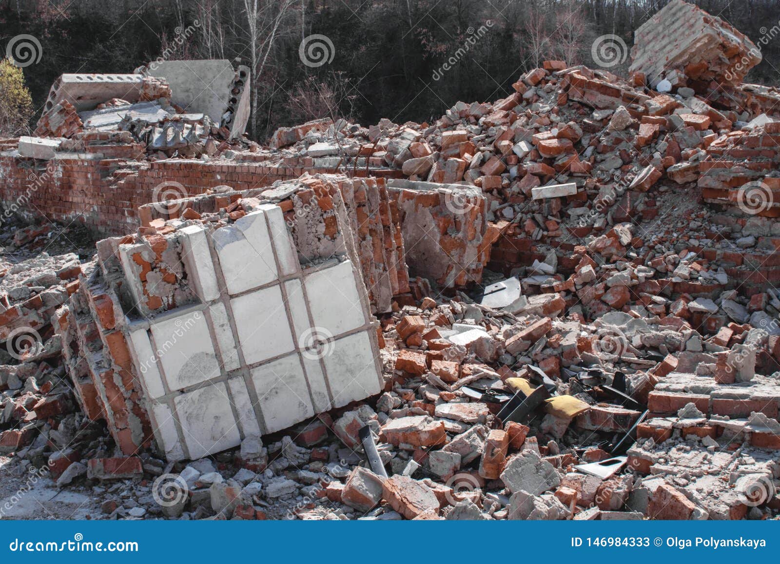 The Ruins of a Brick House. the House is Destroyed, a Natural Disaster ...