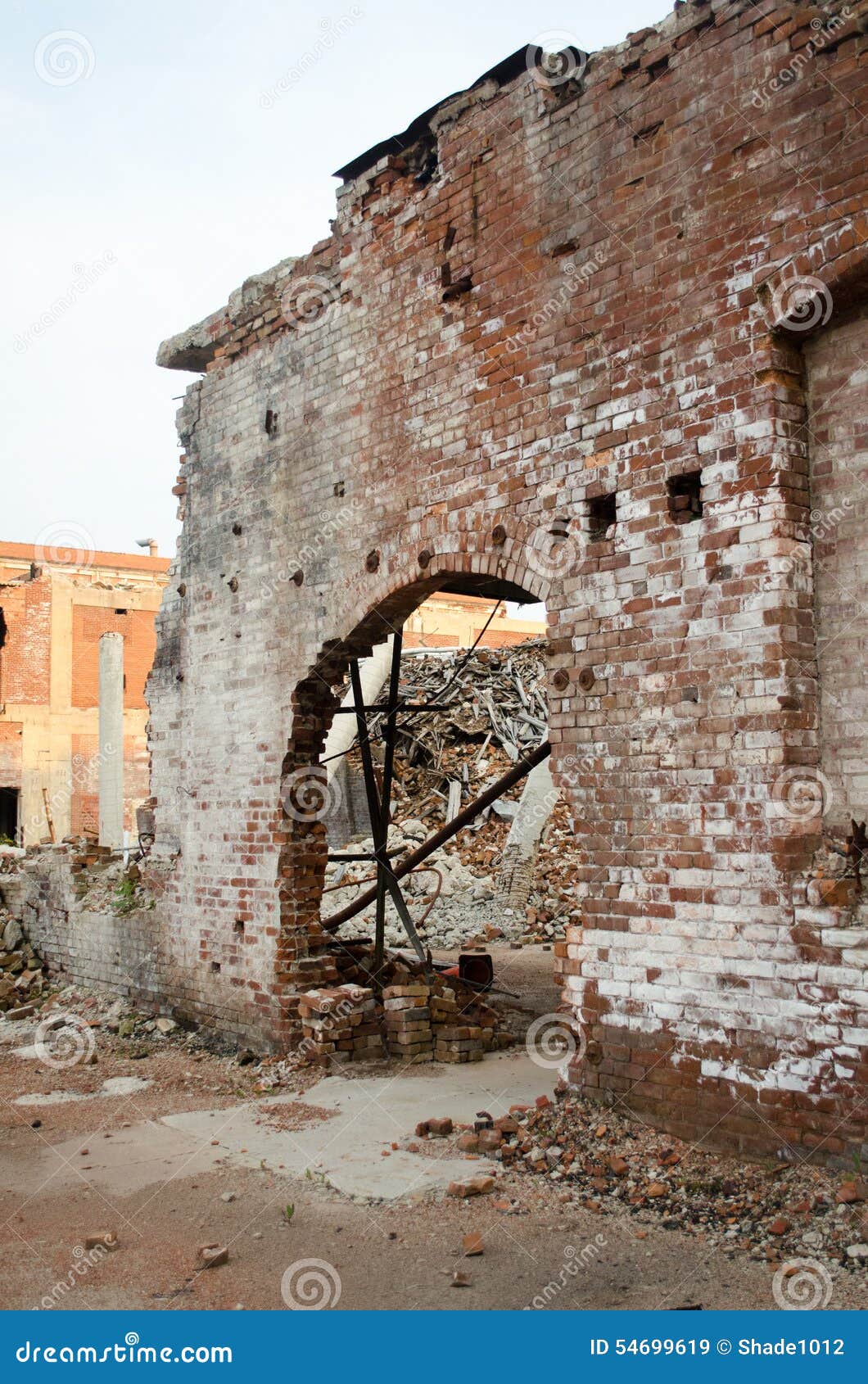 Ruins of brick wall stock image. Image of entrance, daytime - 54699619