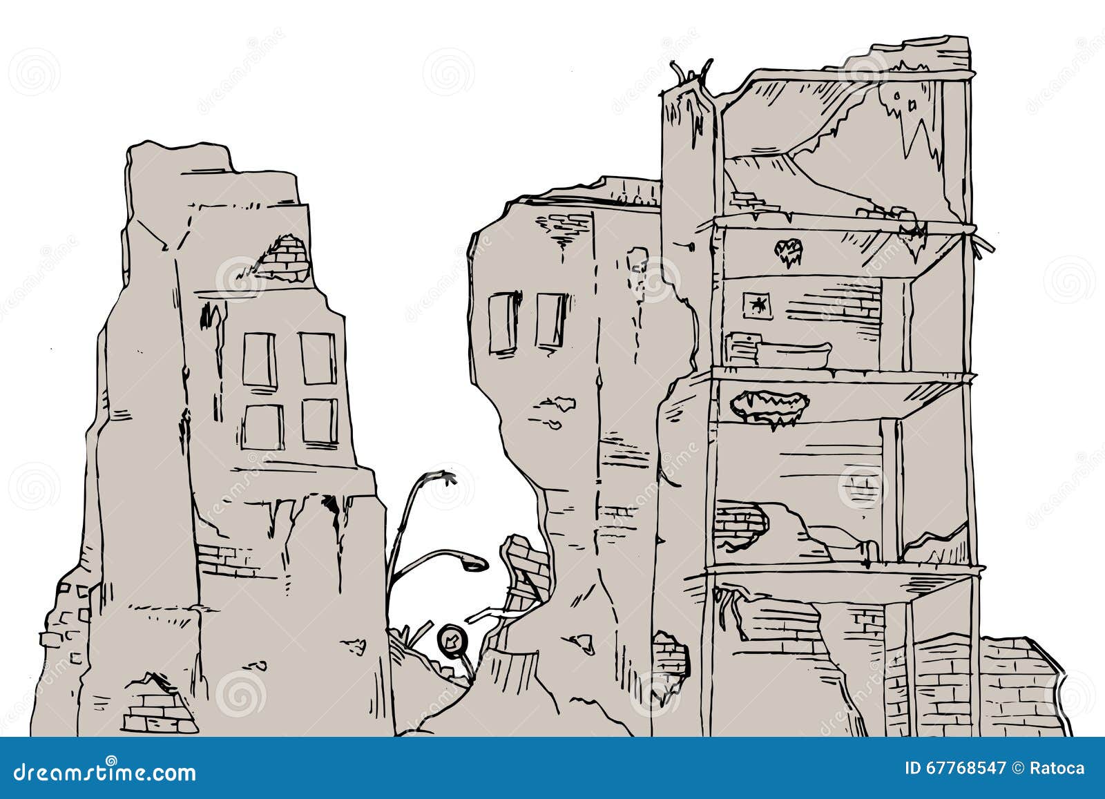 Ruins building stock vector. Illustration of sketch, plan - 67768547