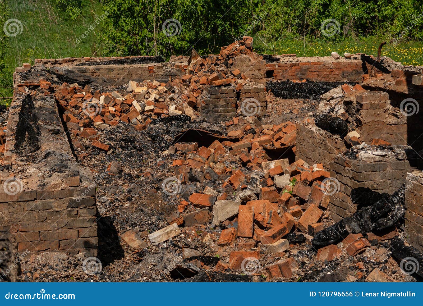 Ruins of the Building after the Fire Stock Photo - Image of ...