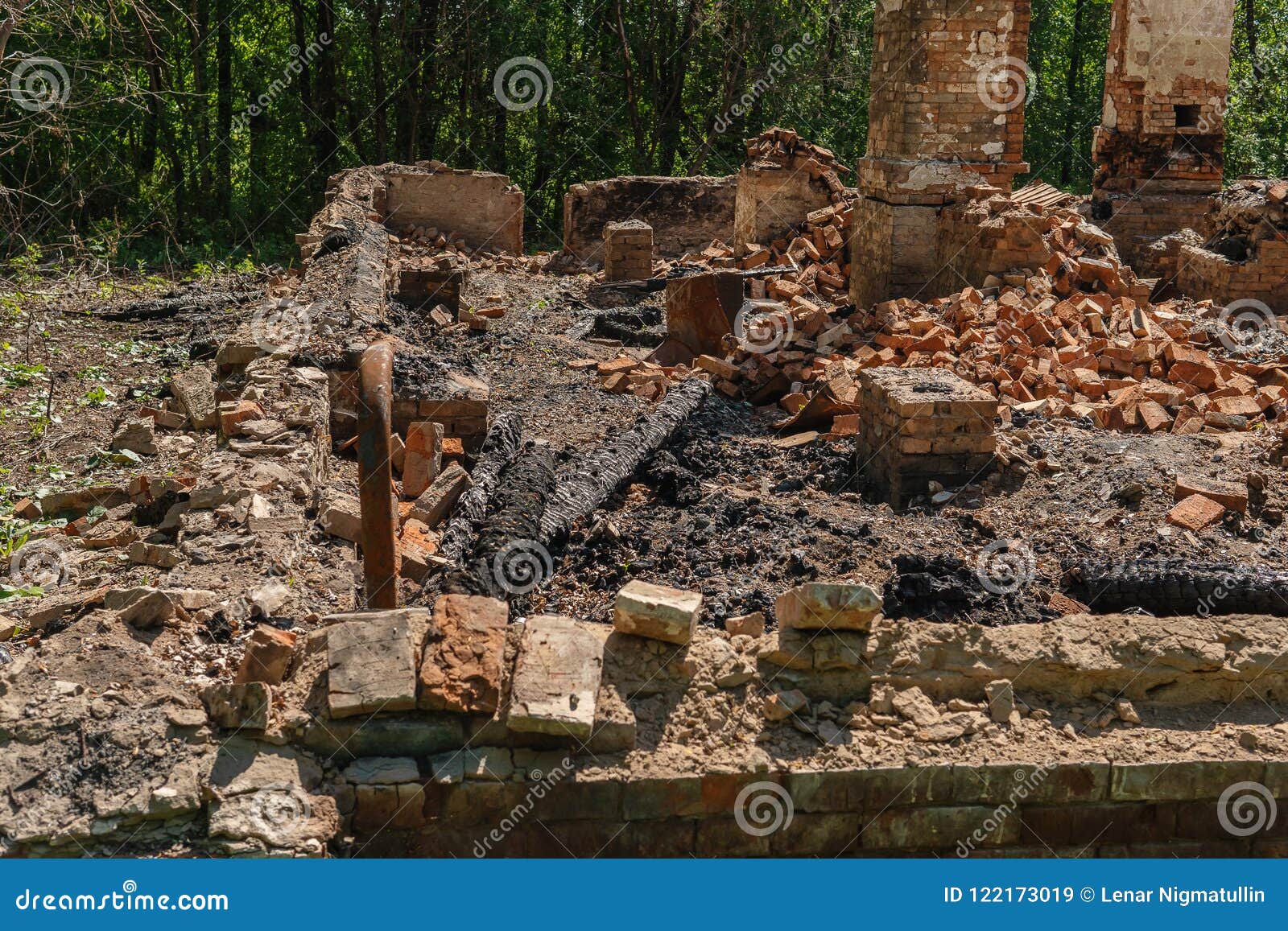 Ruins of the Building after the Fire Stock Image - Image of destruction ...