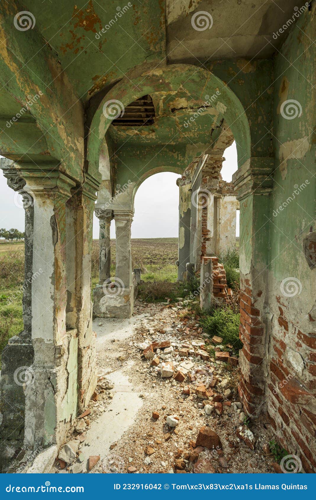 Ruins of a Building with Rubble Fallen on the Ground Stock Photo ...