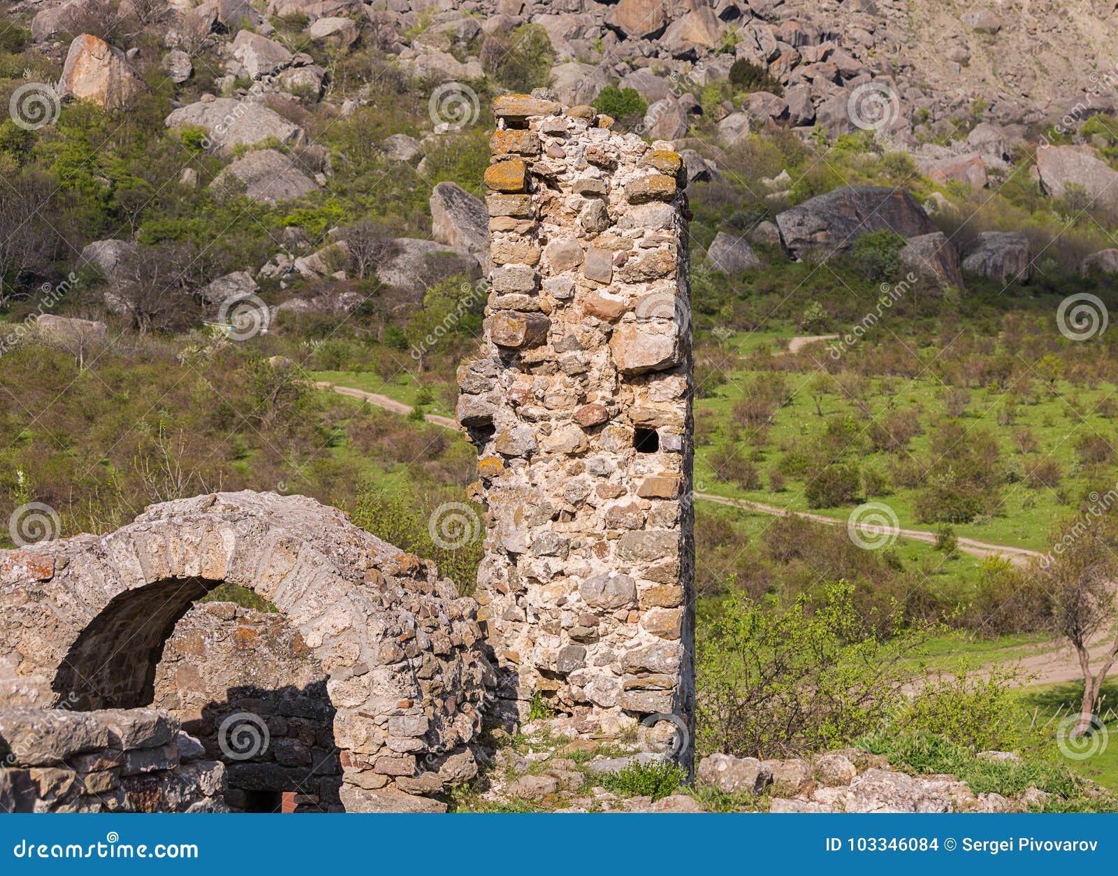 Ruins of the Castle, Elements of the Buildings Arch Column Stone on the ...