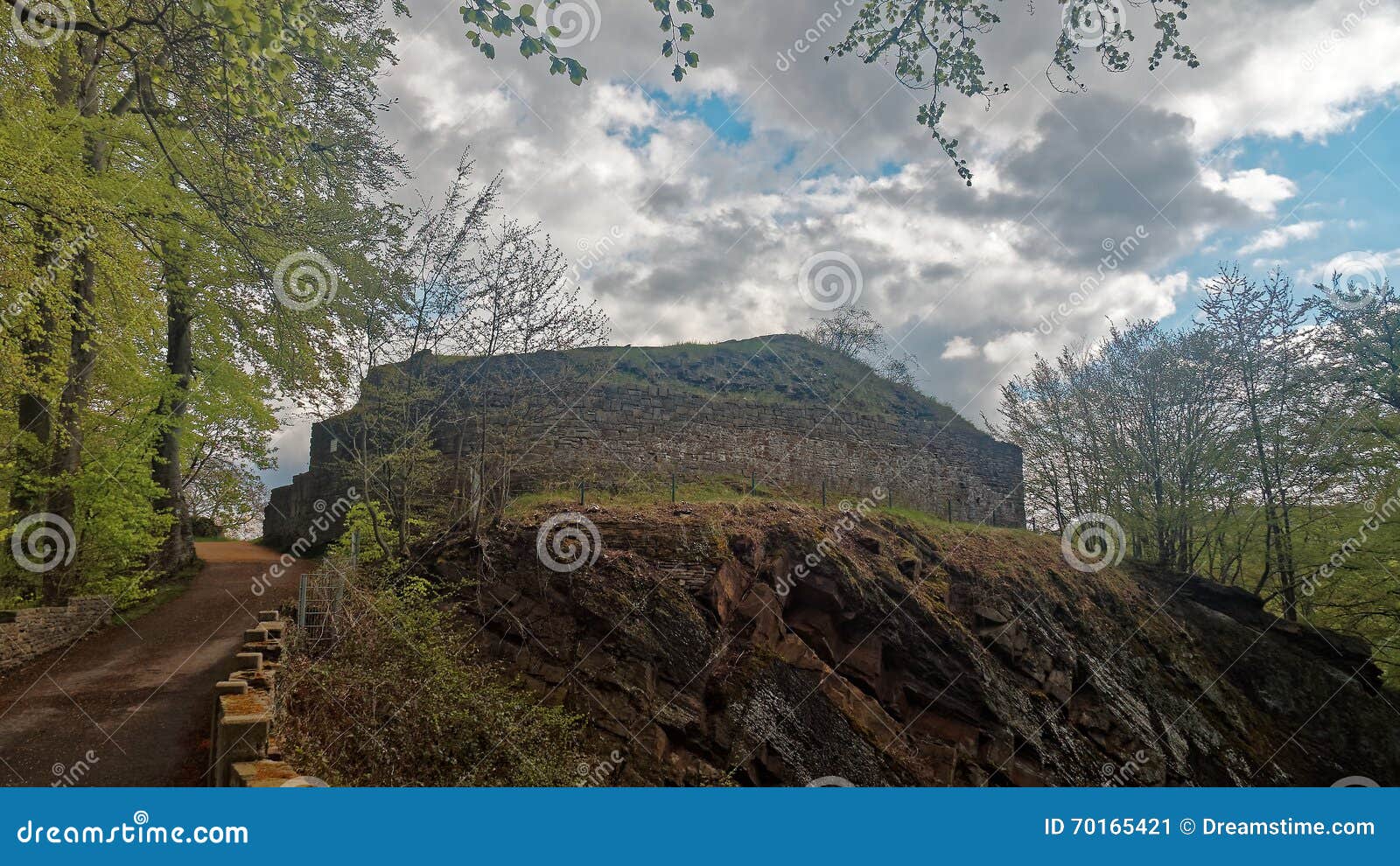 Ruins of a castle keep stock image. Image of hill, forest - 70165421