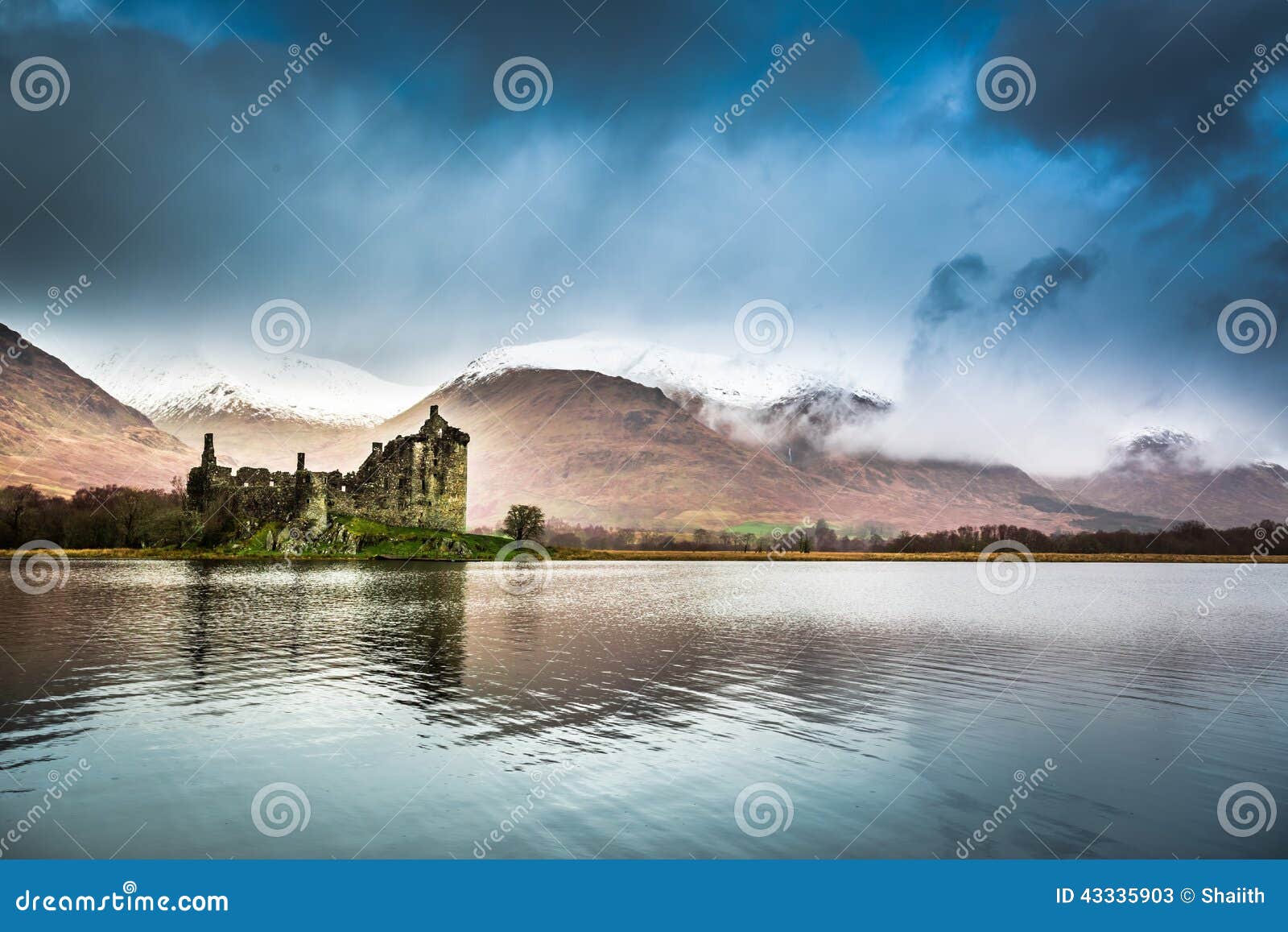 Ruins of the Castle on the Lake Stock Image - Image of mountains ...