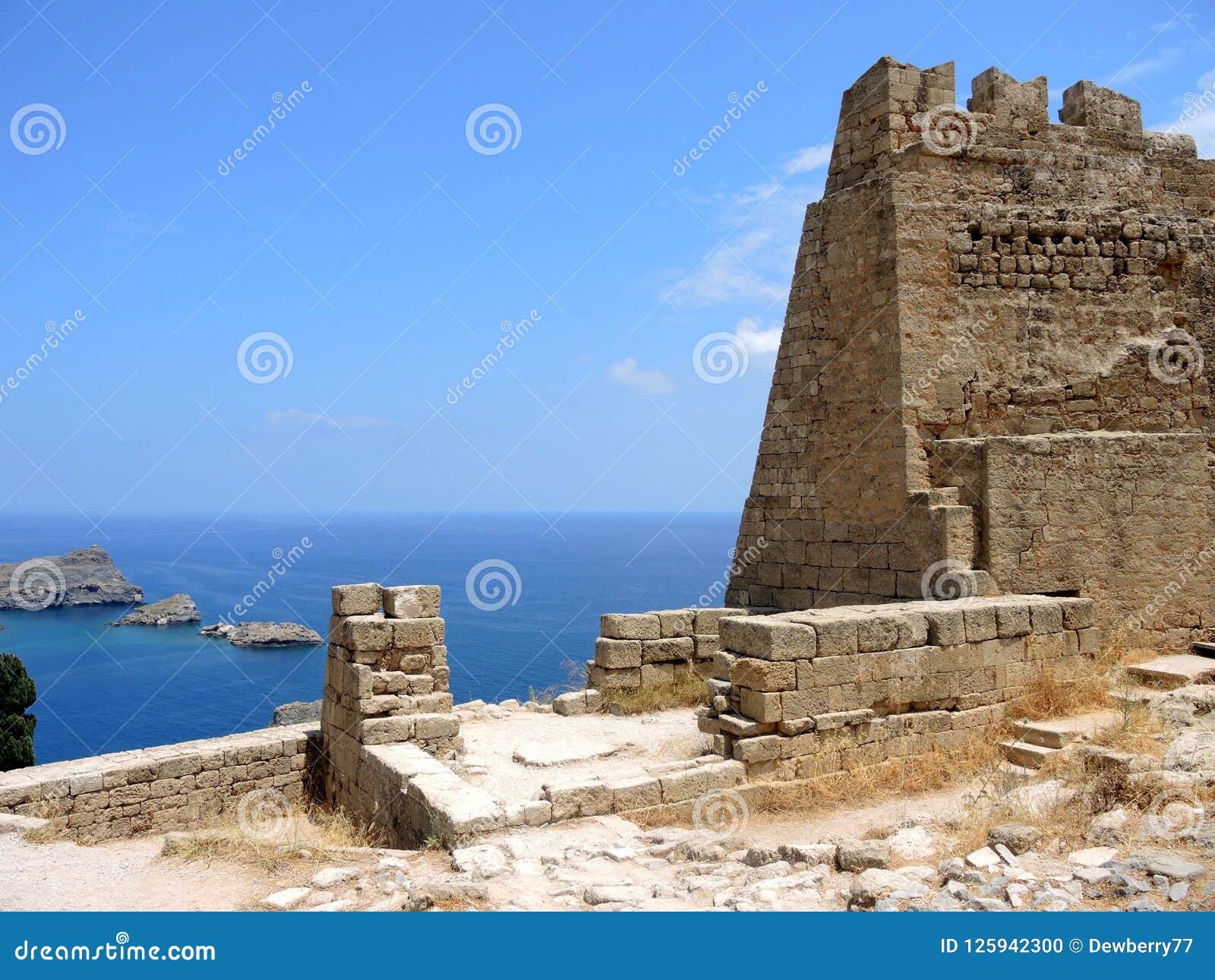 Ruins of the Castle in Lindos. Rhodes Stock Photo - Image of historical ...