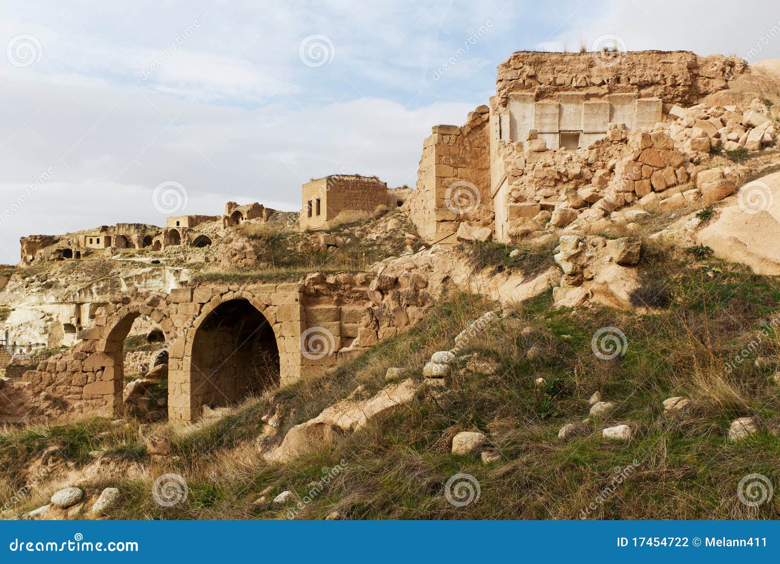 Ruins of Cavusin in Cappadocia, Turkey Stock Photo - Image of homes ...