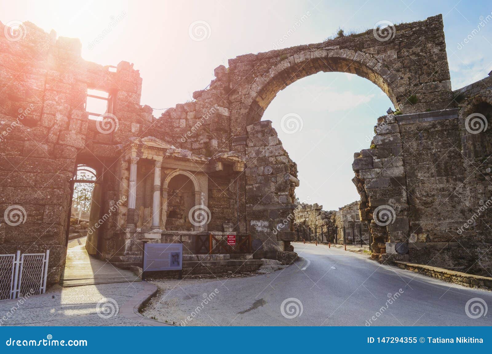 The Ruins of the Central Gate of the Ancient City of Side in Turkey in ...