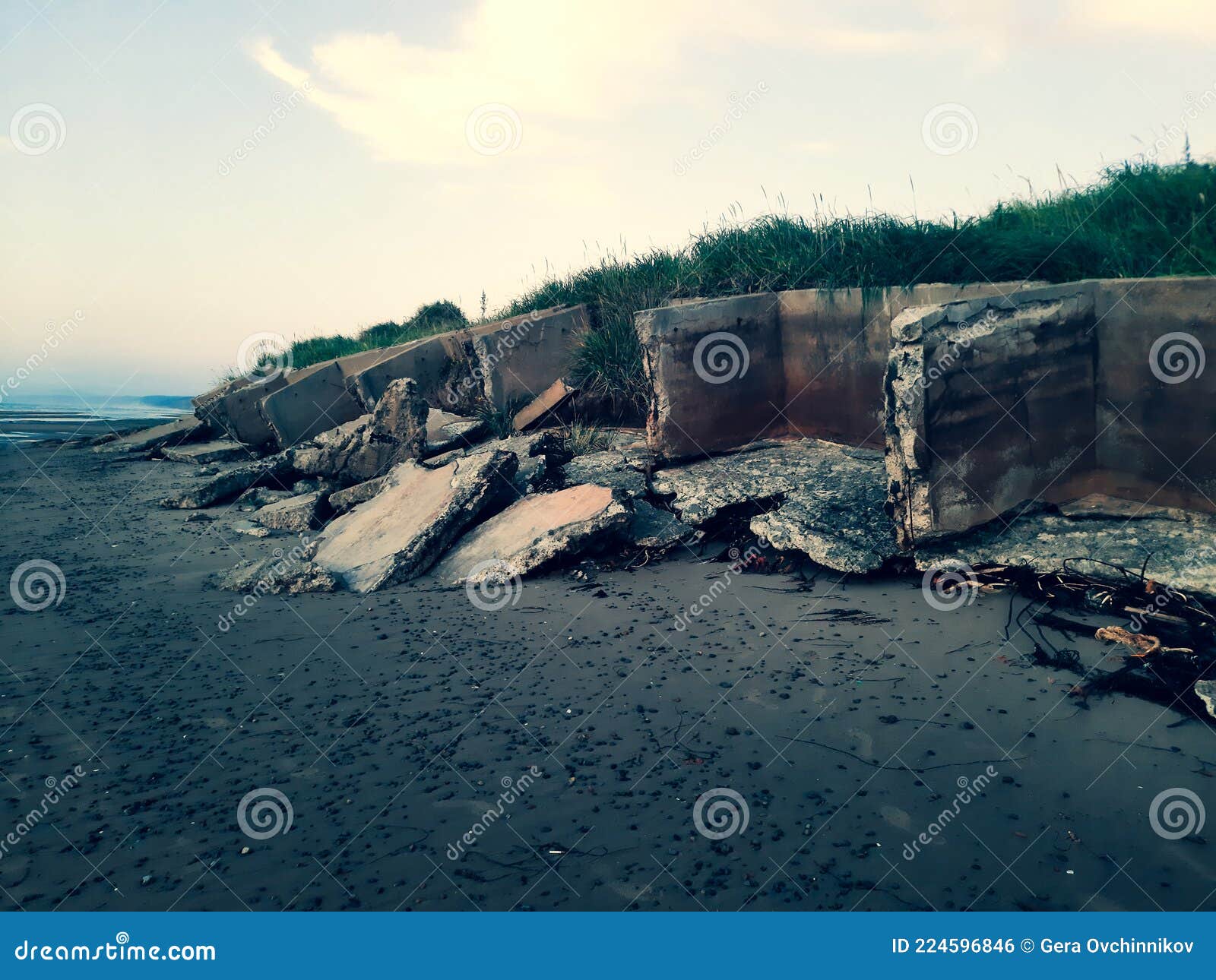 Ruins of Collapsed Buildings on the Seashore Stock Photo - Image of ...