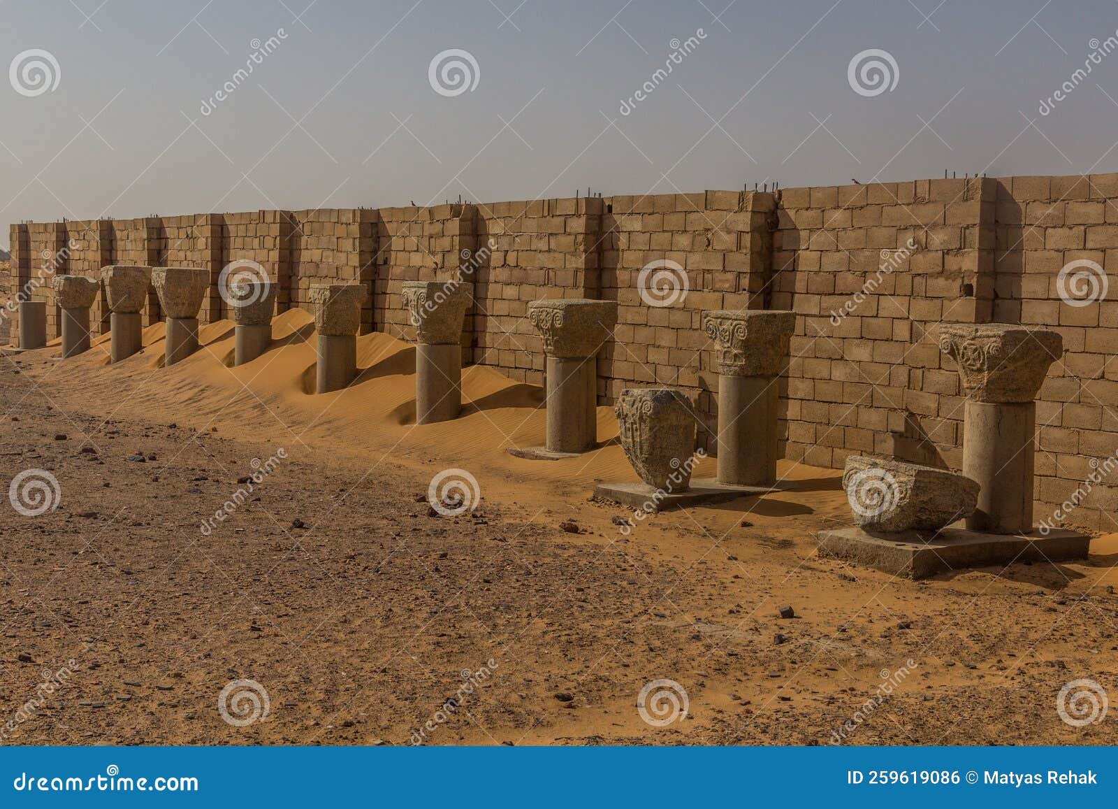 Ruins of the Columns in the Old Dongola Deserted Town, Sud Stock Photo ...